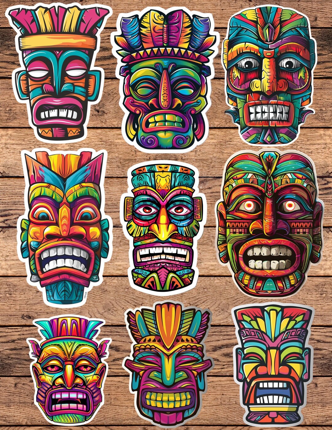 Tiki Head Die Cut Vinyl Sticker Set | Funny Sticker | Laptop Sticker ...
