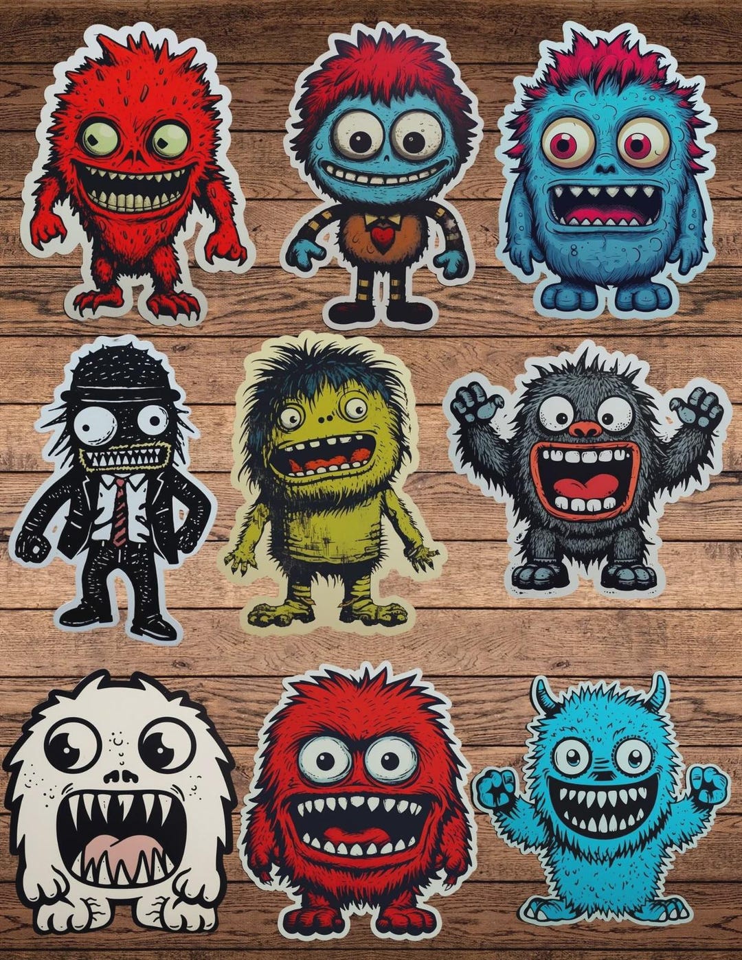 Funny Cartoon Monster Vinyl Die Cut Sticker Set Sticker Laptop Sticker ...