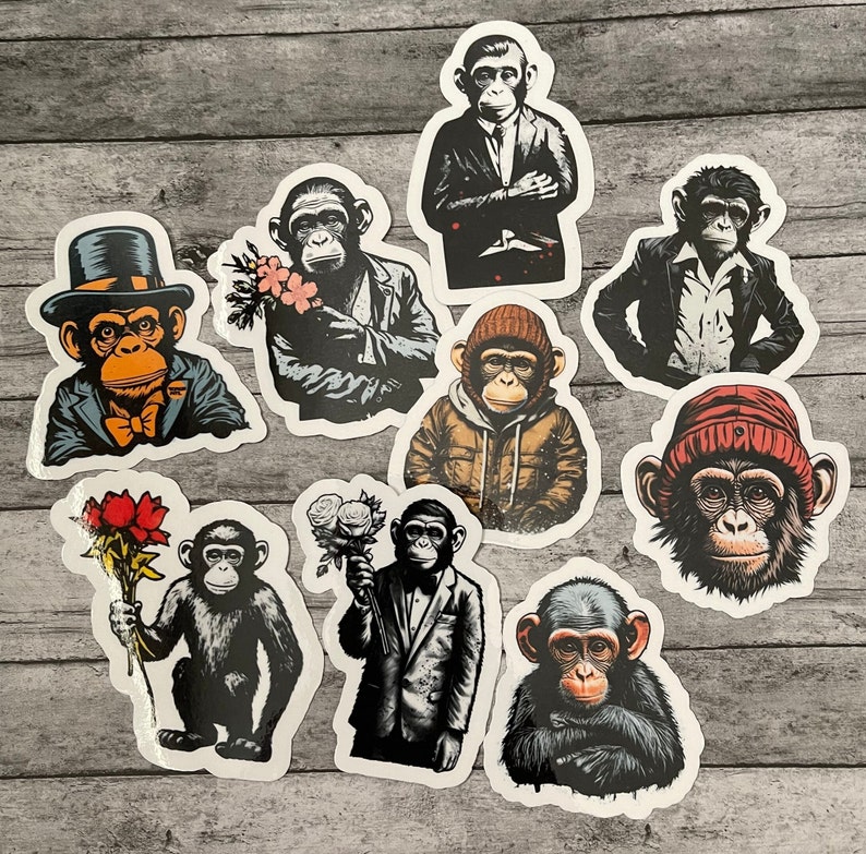 Cool Monkeys Die Cut Sticker Set | Funny Sticker | Laptop Sticker ...