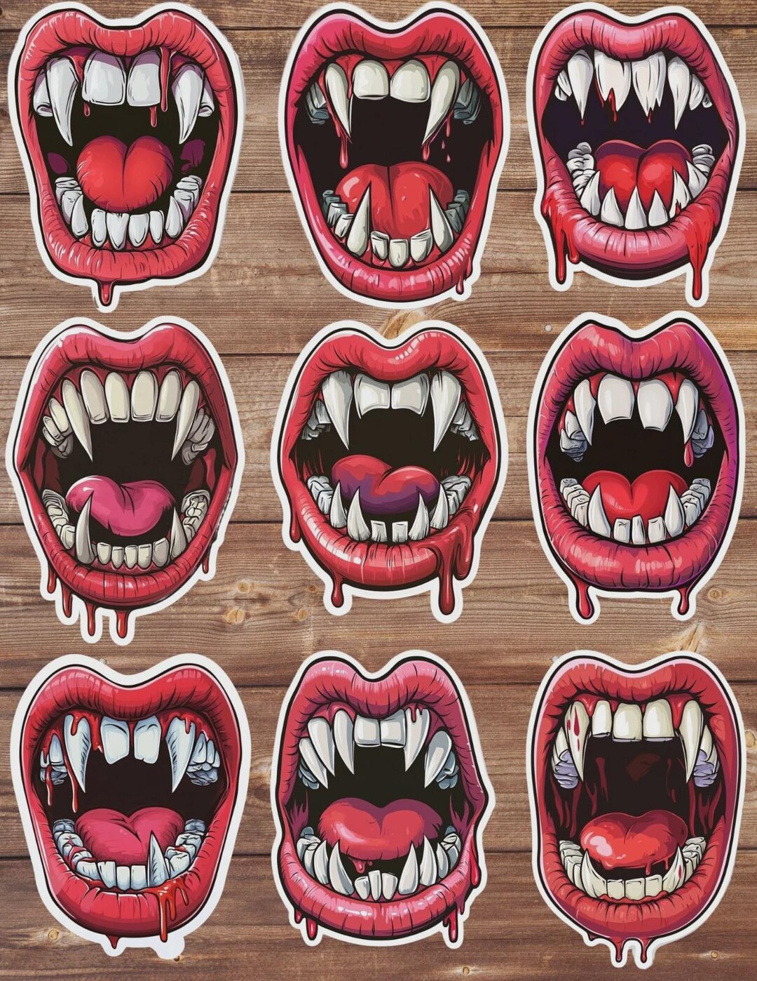 Bloody Fangs Vinyl Die Cut Sticker Set | Funny Sticker | Laptop Sticker ...
