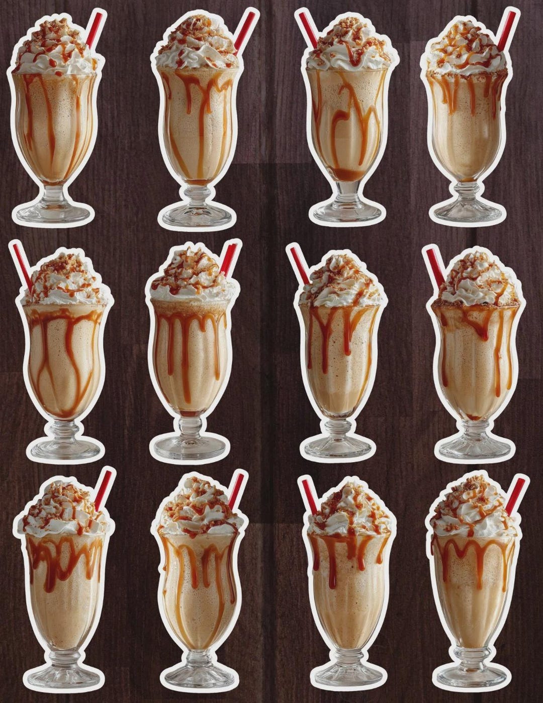Carmel Milkshake Die Cut Vinyl Sticker Set | Funny Sticker | Laptop ...