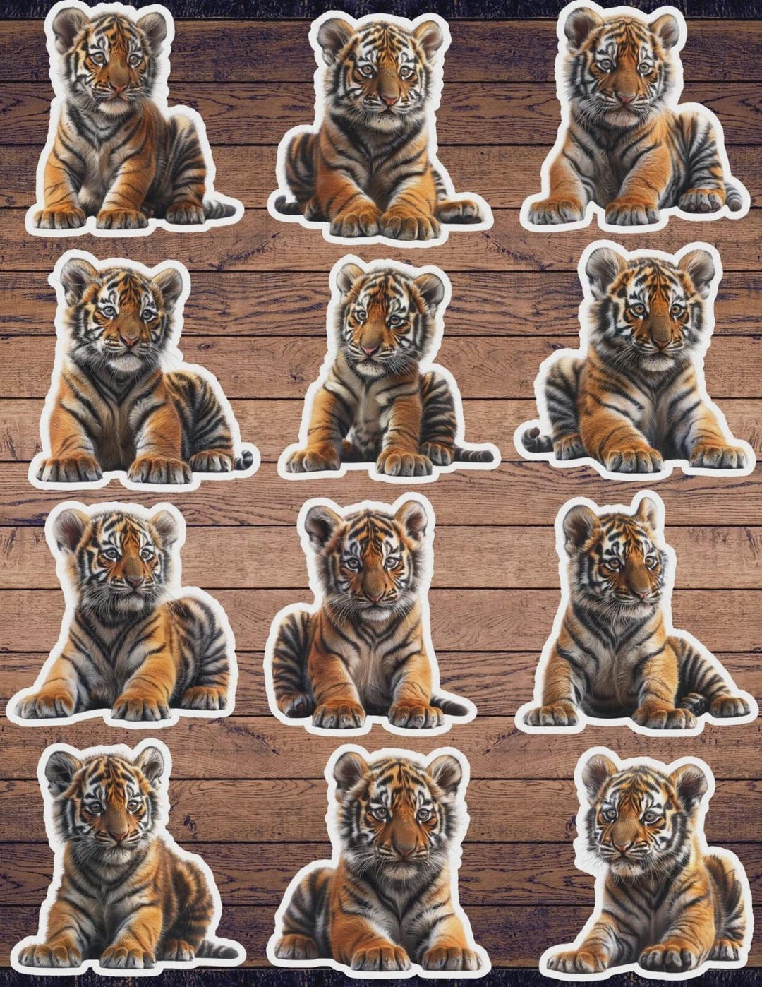 Cute Baby Tiger Die Cut Vinyl Sticker Set – for Notebook, Laptop, Water ...