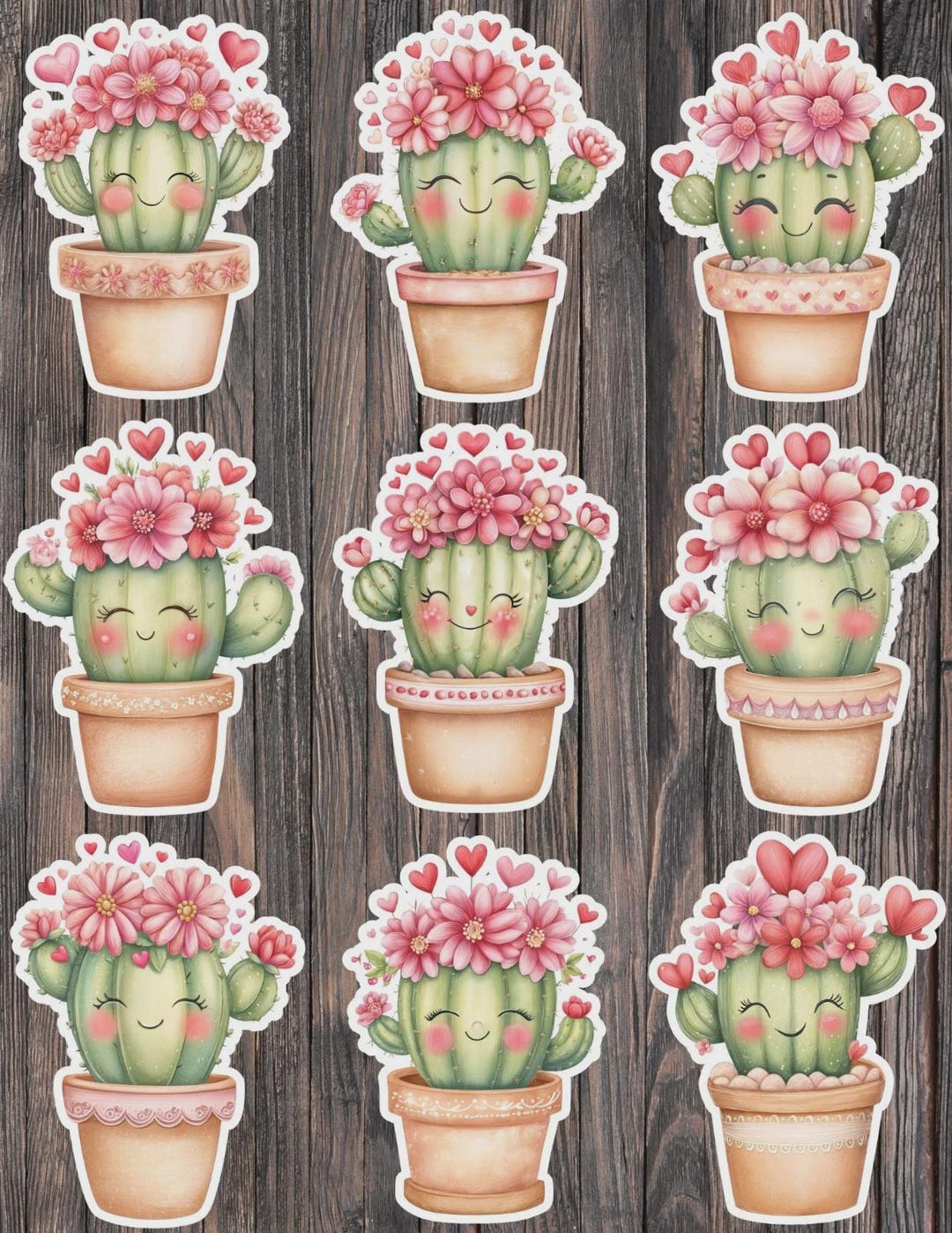 Love Cactus Die Cut Vinyl Sticker Set – for Notebook, Laptop, Water ...