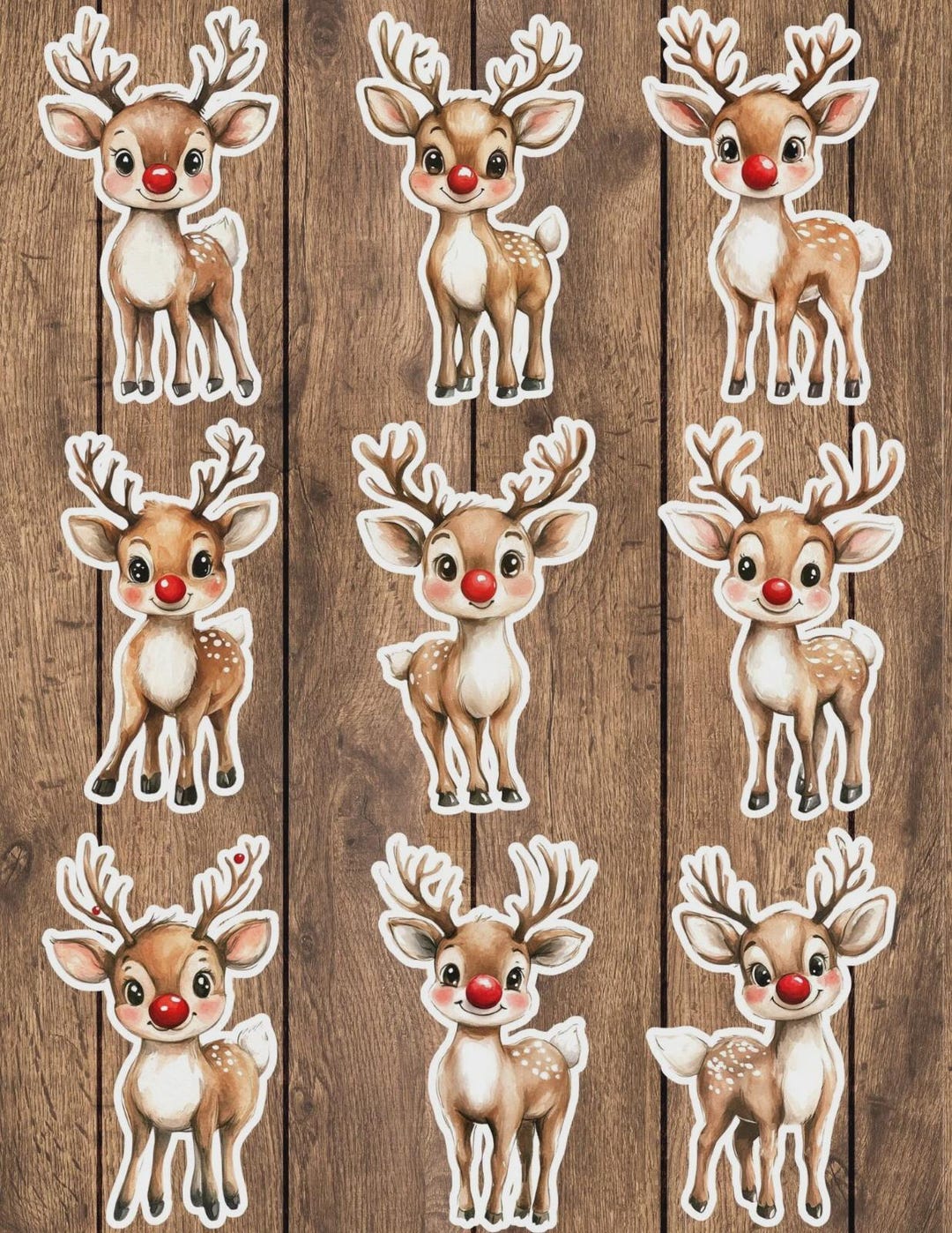 Cute Rudolph Reindeer Vinyl Stickers - Holiday Die Cut Set - Etsy