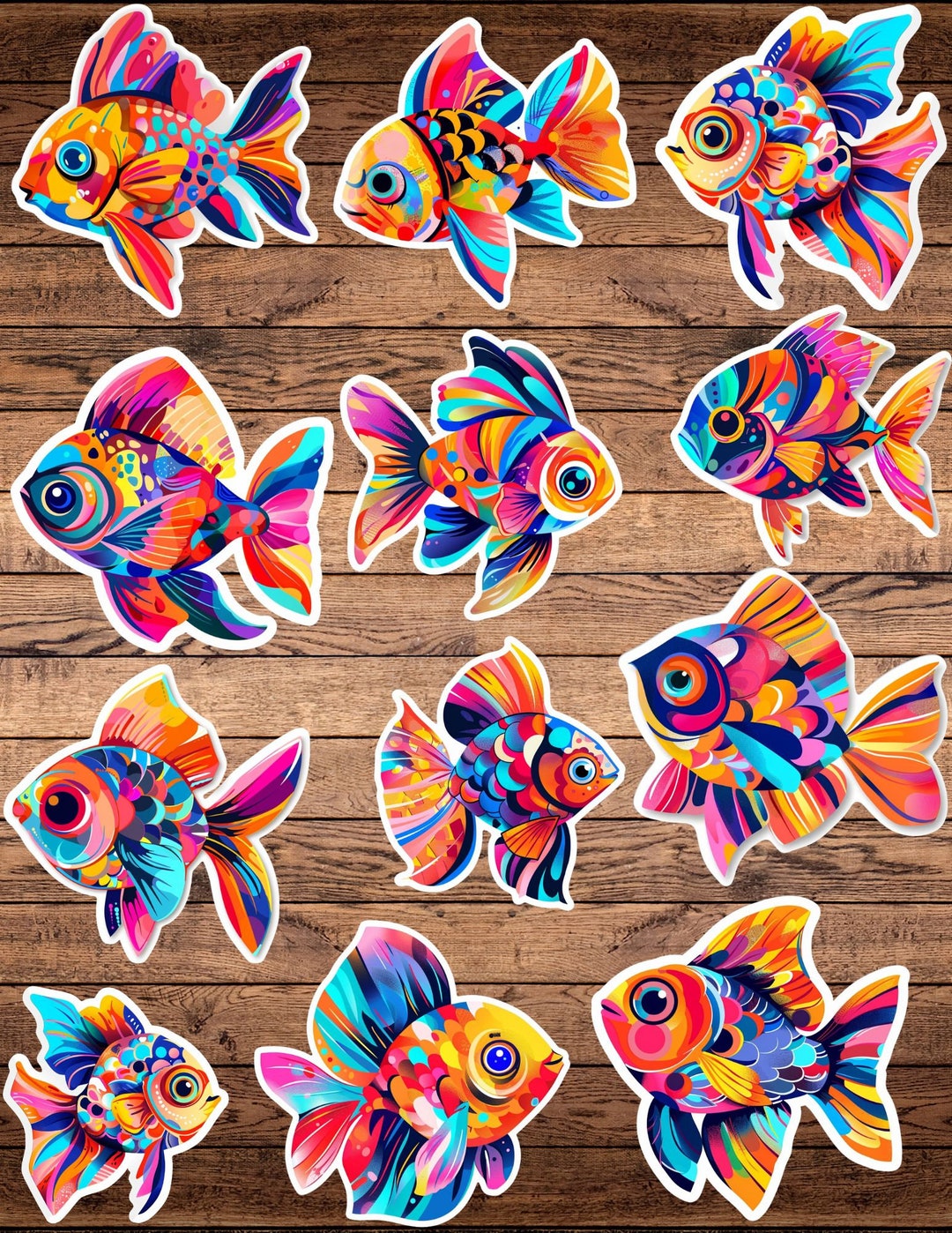 Colorful Goldfish Die Cut Sticker Set | Funny Sticker | Laptop Sticker ...