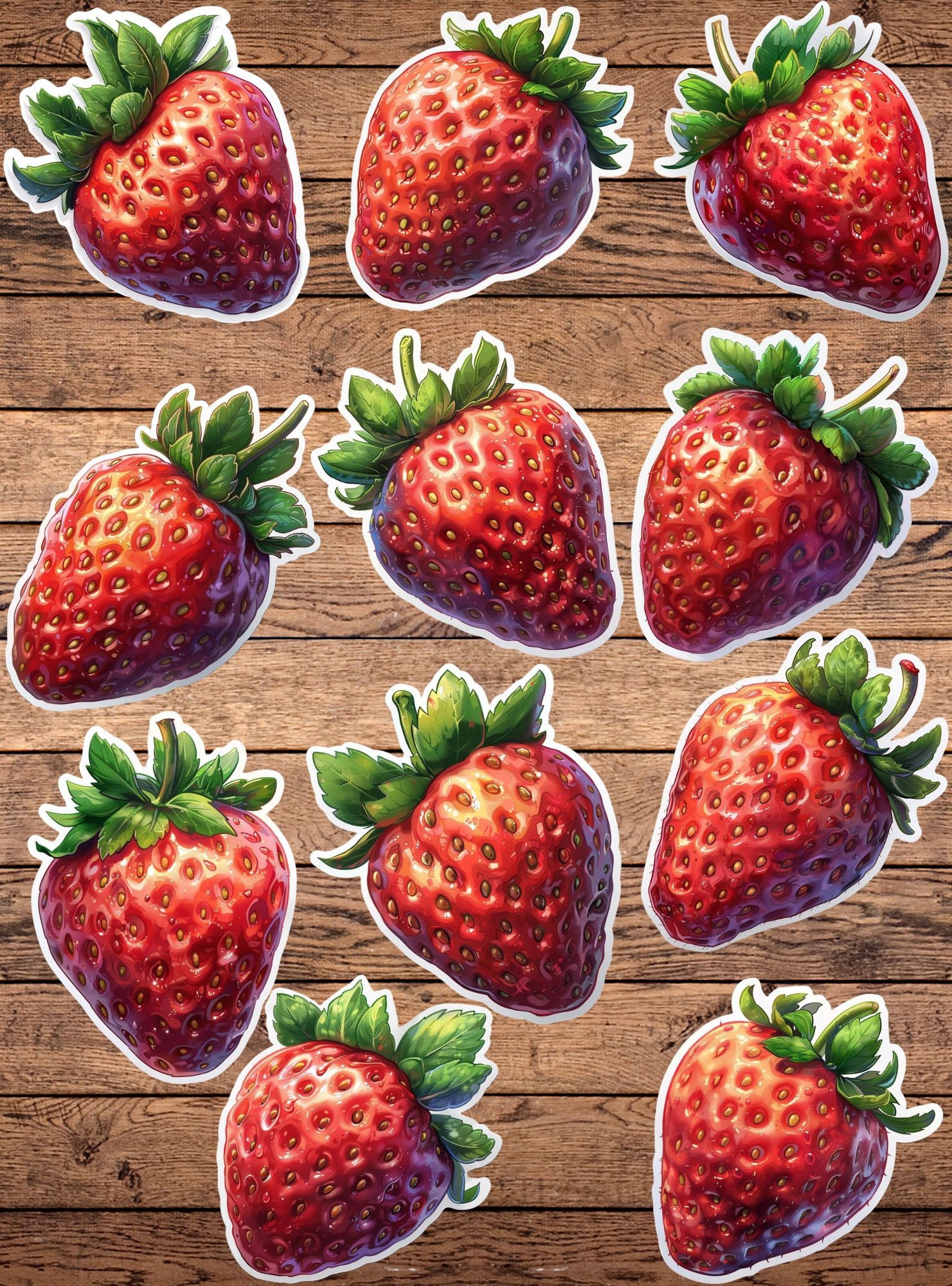 Strawberry Die Cut Vinyl Sticker Set – for Notebook, Laptop, Water ...