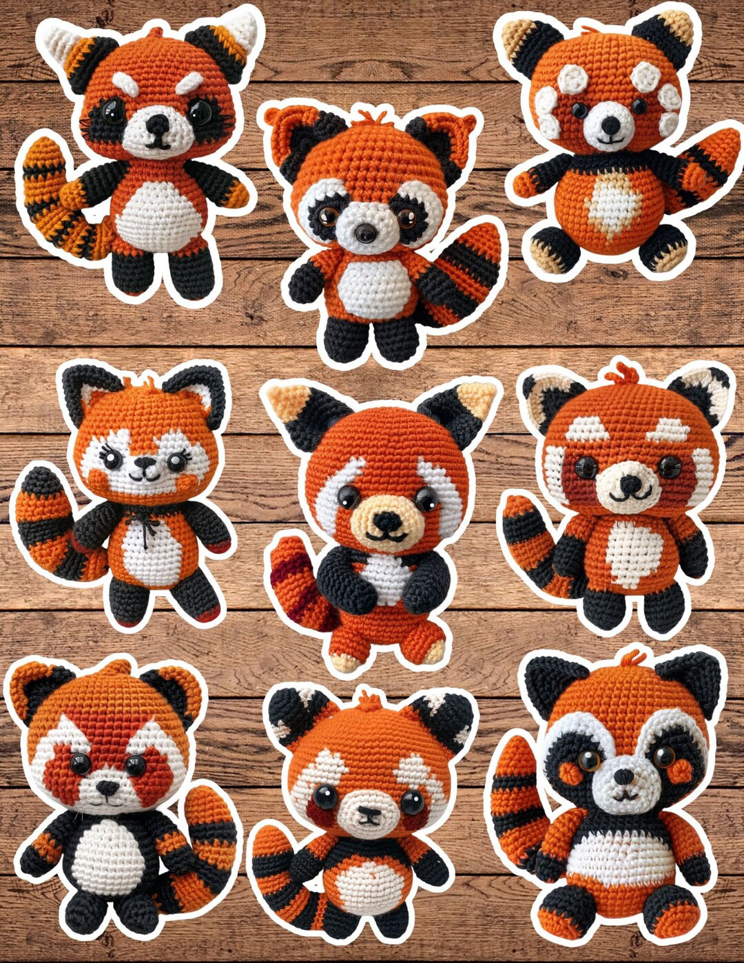 Cute Crochet Red Panda Die Cut Sticker Set | Funny Sticker | Laptop Sticker | Water Bottle ...
