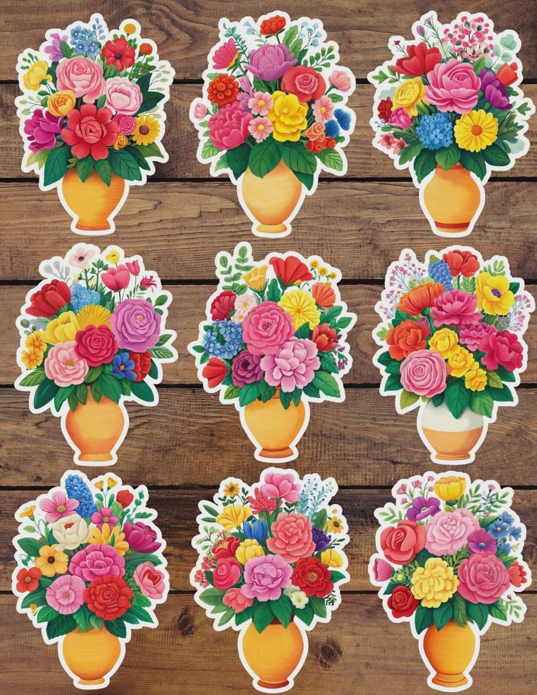 Flowers Vase Die Cut Vinyl Sticker Set | Funny Sticker | Laptop Sticker ...
