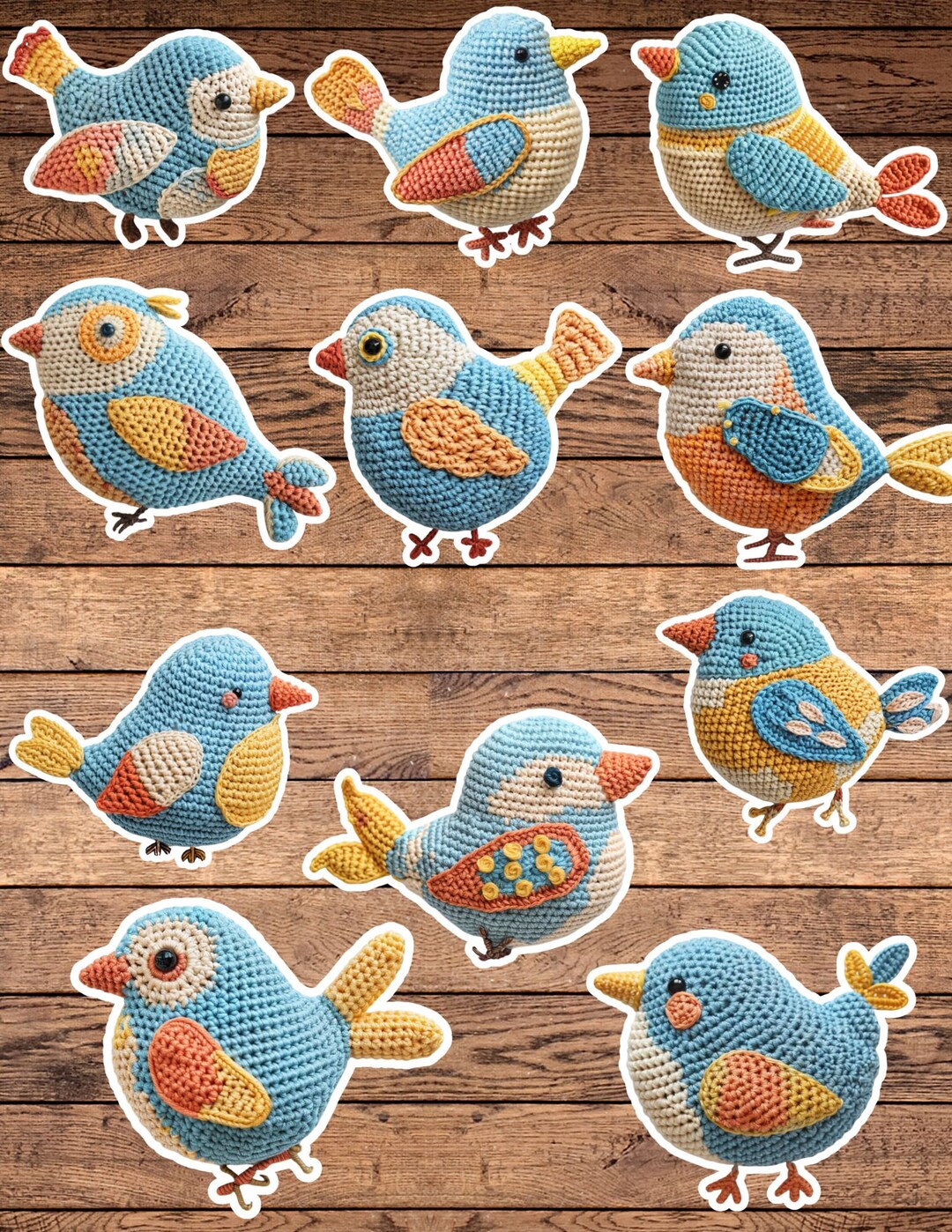 Crochet Blue Bird Die Cut Sticker Set | Funny Sticker | Laptop Sticker ...