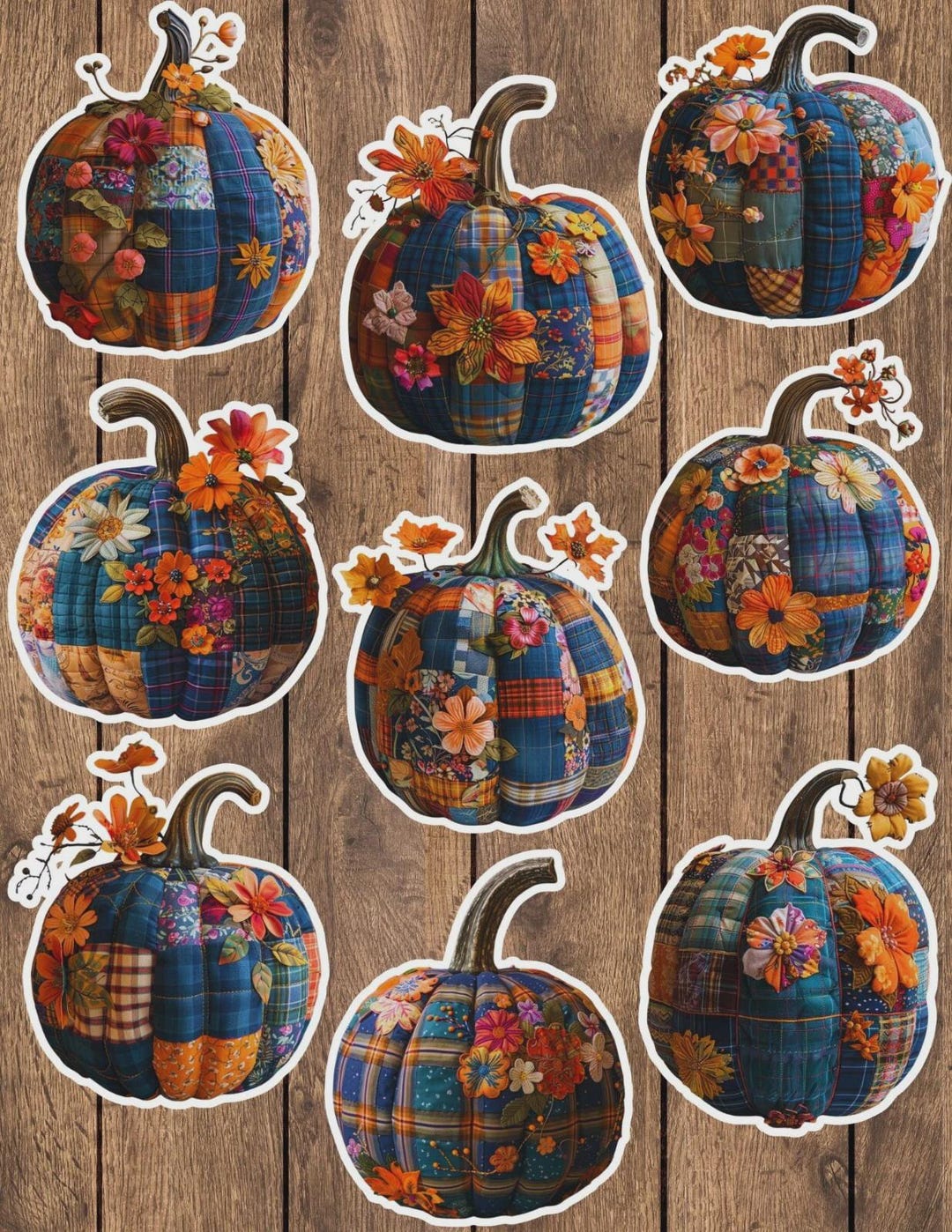 Patchwork Pumpkin Vinyl Die Cut Sticker Set Funny Sticker Laptop ...