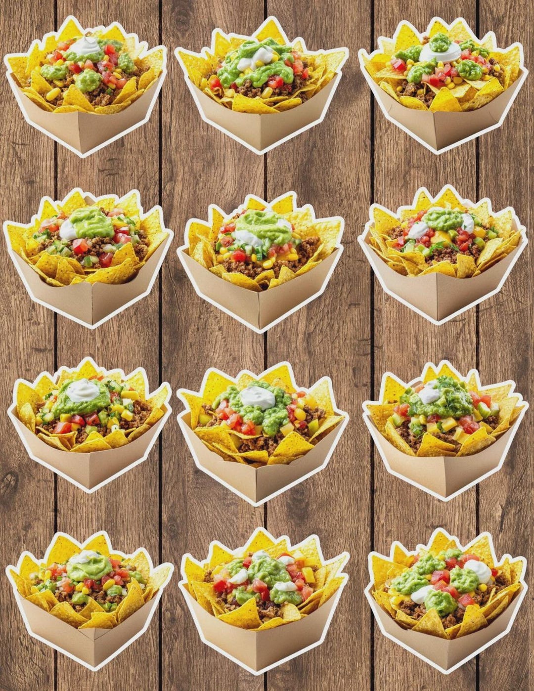 Nachos Die Cut Vinyl Sticker Set – for Notebook, Laptop, Water Bottle ...