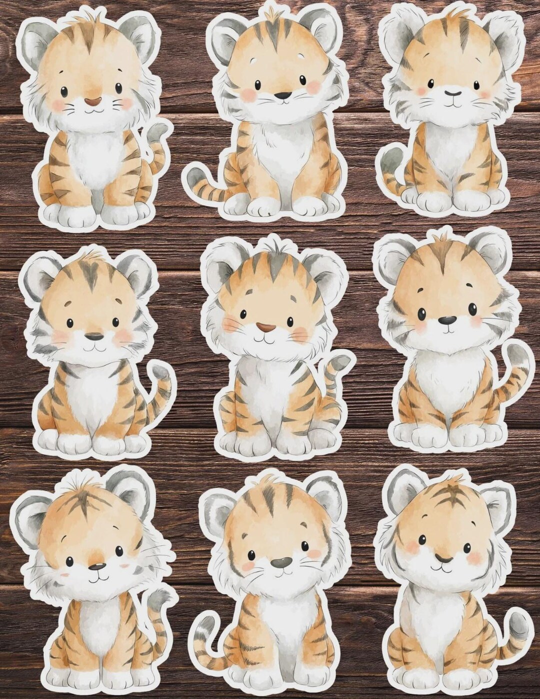Cute Baby Tiger Die Cut Vinyl Sticker Set – for Notebook, Laptop, Water ...