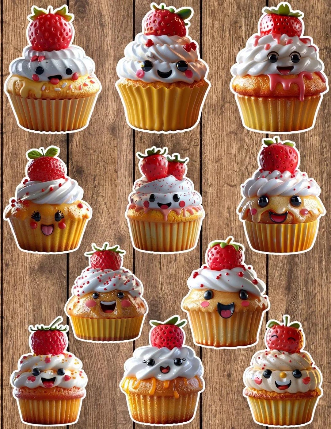 Cute Vanilla Cupcake Die Cut Sticker Set | Funny Sticker | Laptop ...