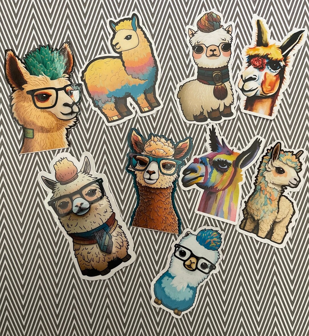 Funky Llama Sticker Set | Funny Sticker | Laptop Sticker | Water Bottle ...