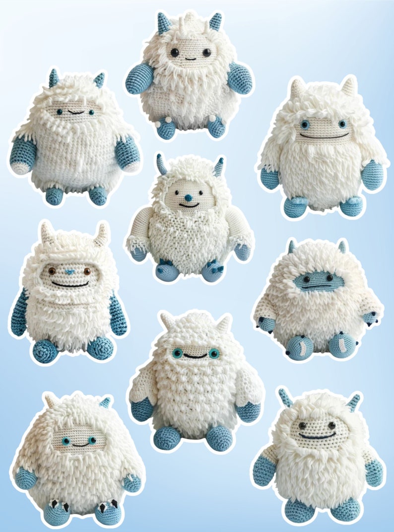 Cute Crochet Yeti Die Cut Sticker Set | Funny Sticker | Laptop Sticker | Water Bottle Sticker ...