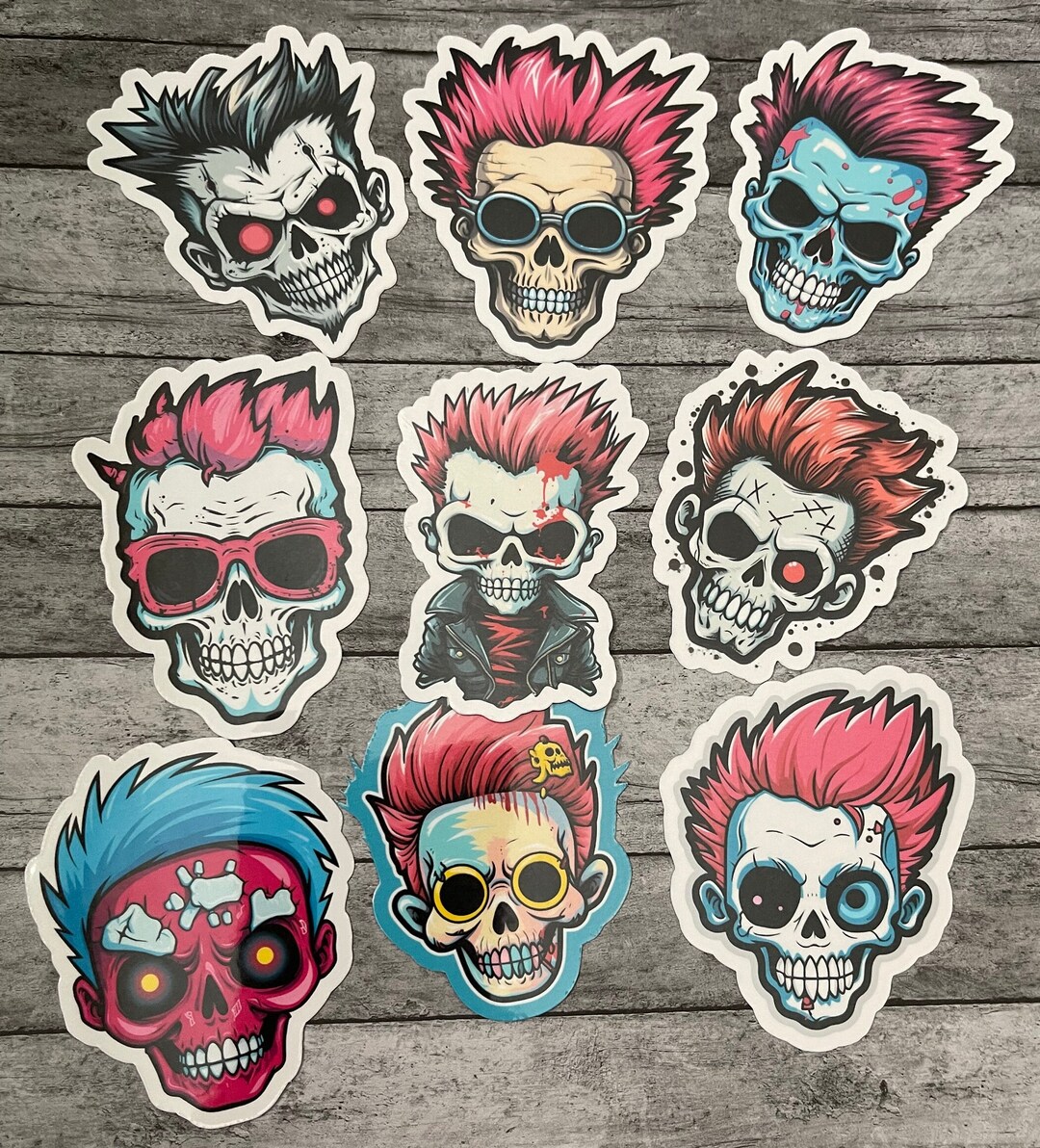 Punk Rock Skull Sticker Set | Funny Sticker | Laptop Sticker | Water ...