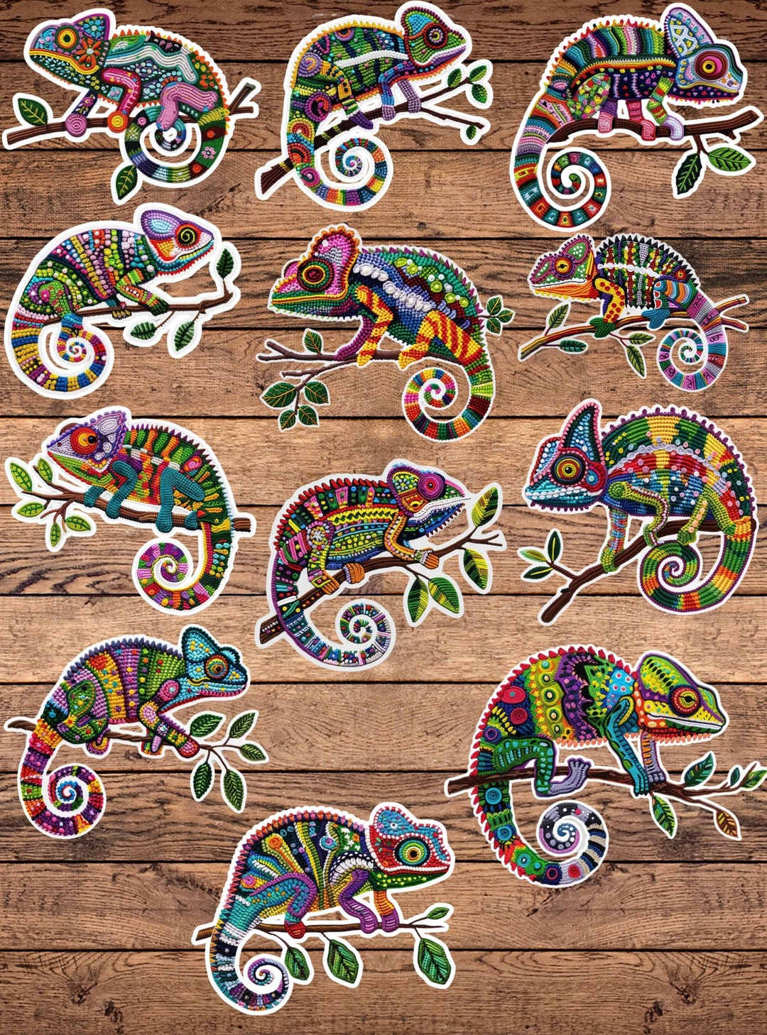 Crochet Chameleons Die Cut Sticker Set | Funny Sticker | Laptop Sticker ...