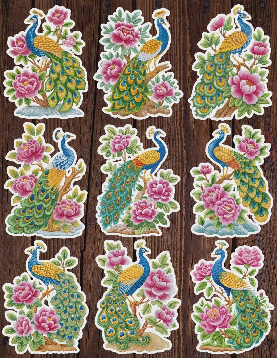 Peacock on Perch Die Cut Vinyl Sticker Set | Funny Sticker | Laptop ...