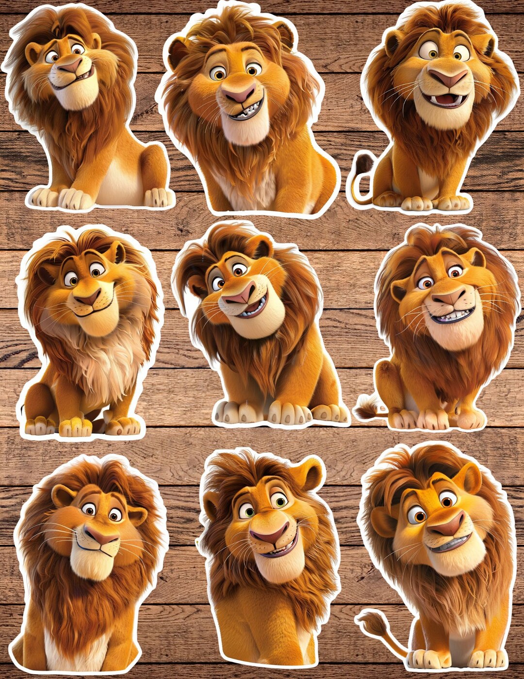 Cartoon Lion Die Cut Sticker Set | Funny Sticker | Laptop Sticker ...