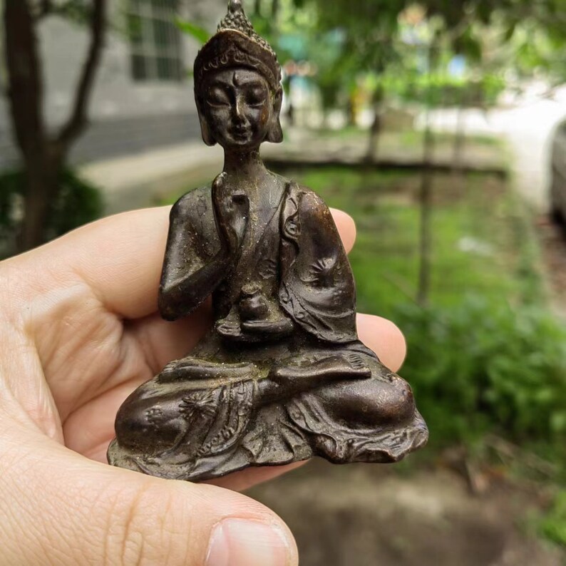 Copper Buddha Statue Outdoor,altar Bookshelf Desktop Brings Good Luck ...
