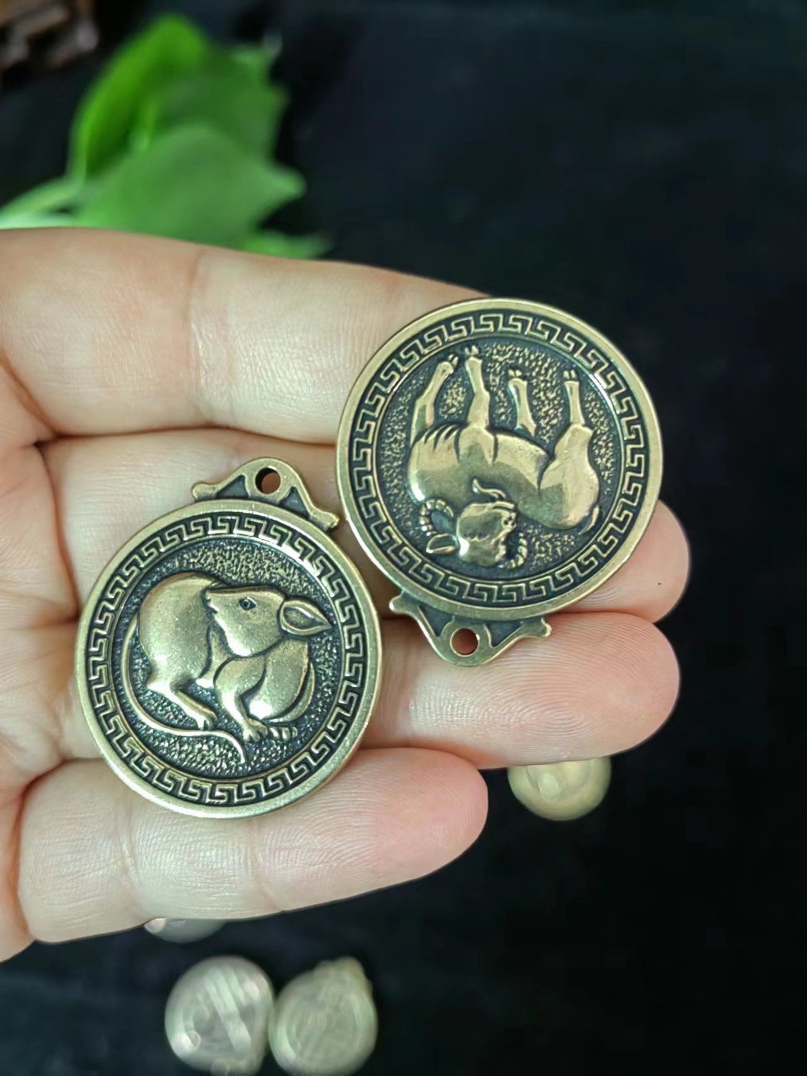 12-piece Set Chinese Zodiac Brass Pendant Metal Amulet Magic - Etsy