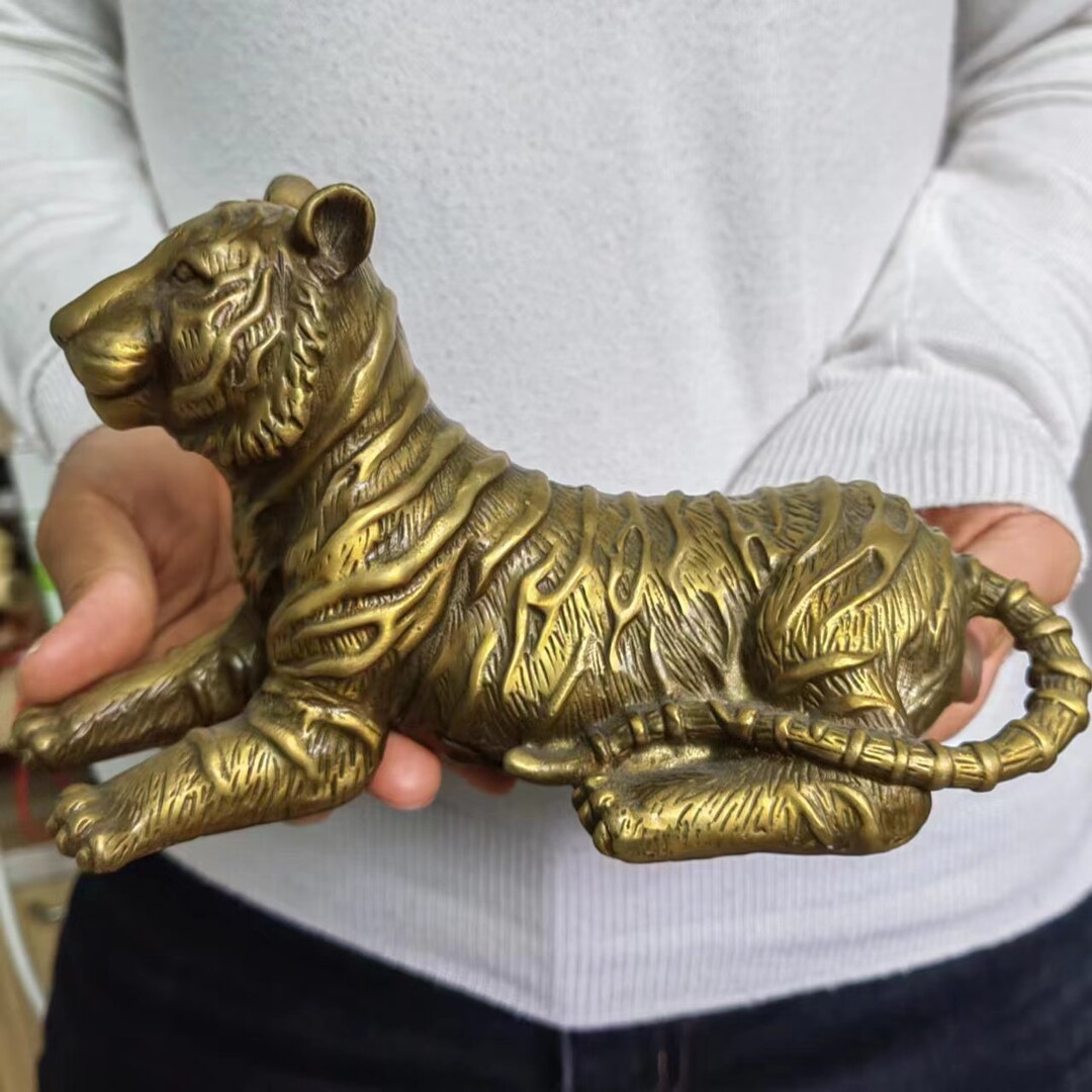 Exquisite Brass Wildcat Statue Siberian Tiger Design Handmade Figure ...