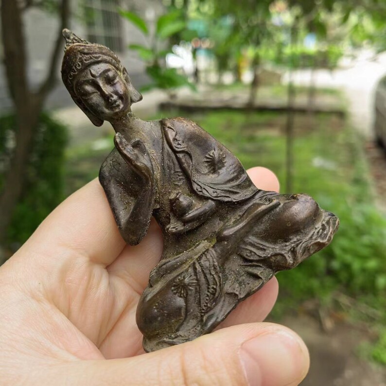 Copper Buddha Statue Outdoor,altar Bookshelf Desktop Brings Good Luck ...