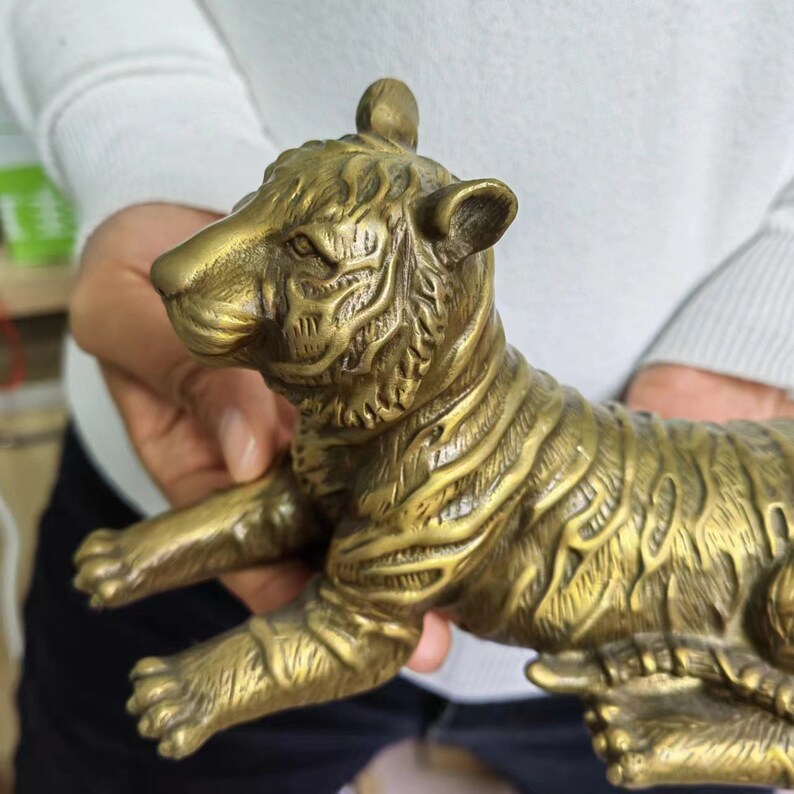 Exquisite Brass Wildcat Statue Siberian Tiger Design Handmade Figure ...