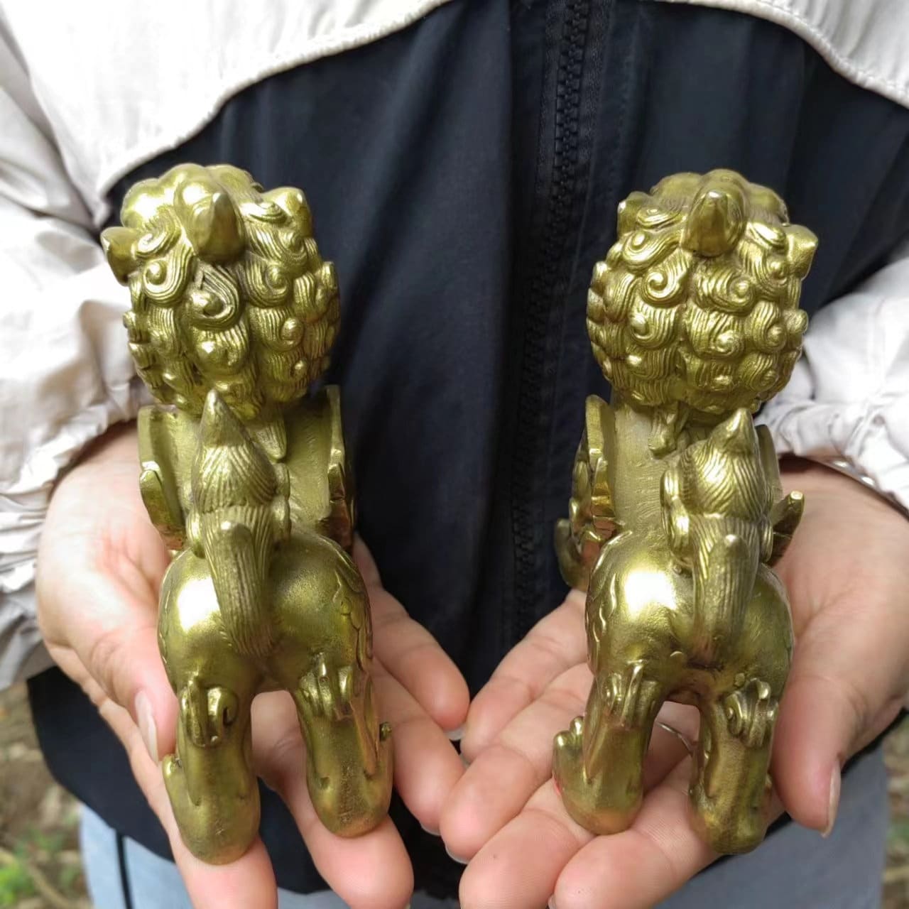 Pair Copper Pixiu Statue qi Lin Figurine,the Sacred Dragon Horse in ...