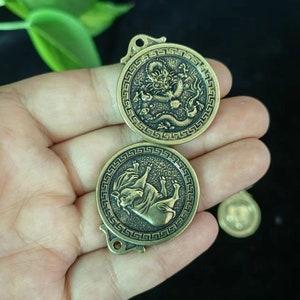 12-piece Set Chinese Zodiac Brass Pendant Metal Amulet Magic - Etsy