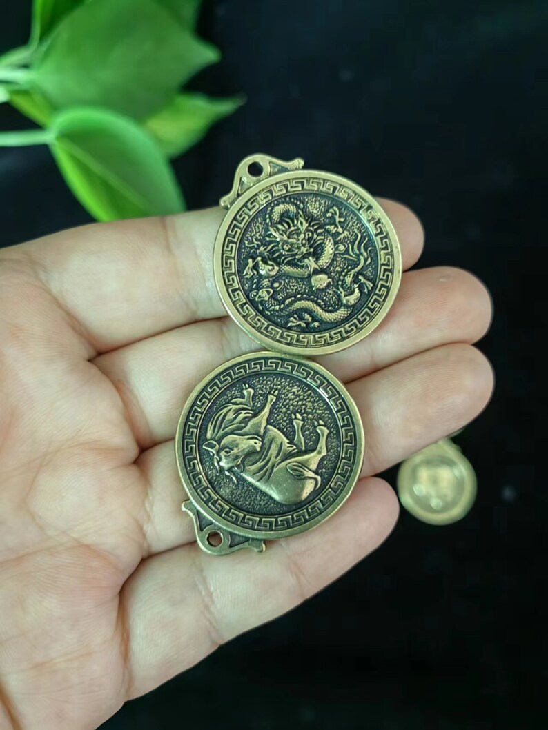 12-piece Set Chinese Zodiac Brass Pendant Metal Amulet Magic - Etsy
