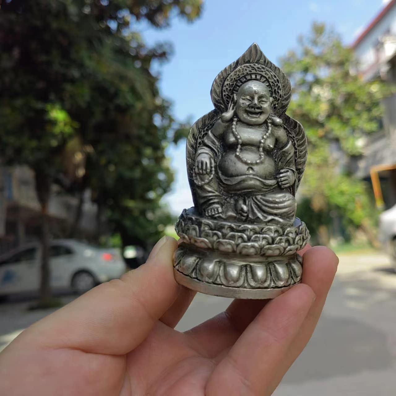 White Copper Maitreya Buddha Statue Outdoor,altar Bookshelf Desktop ...