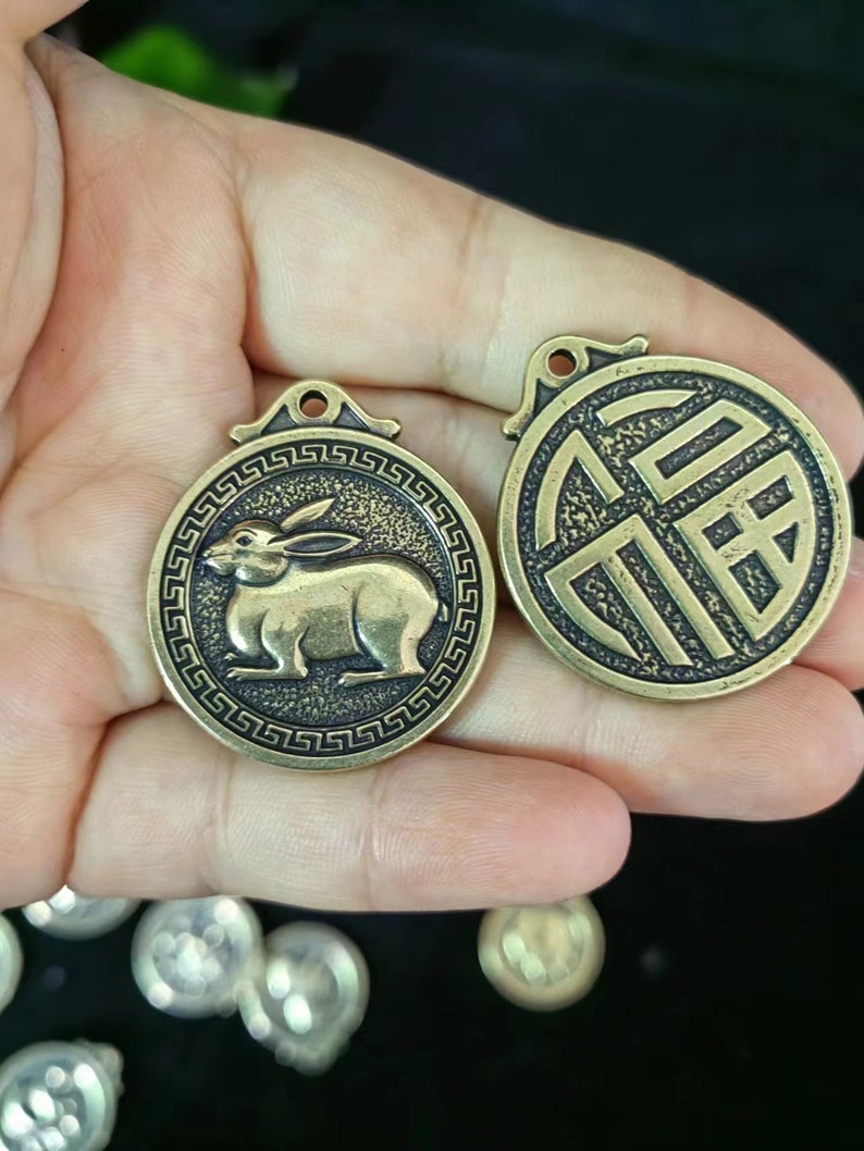 12-piece Set Chinese Zodiac Brass Pendant Metal Amulet Magic - Etsy