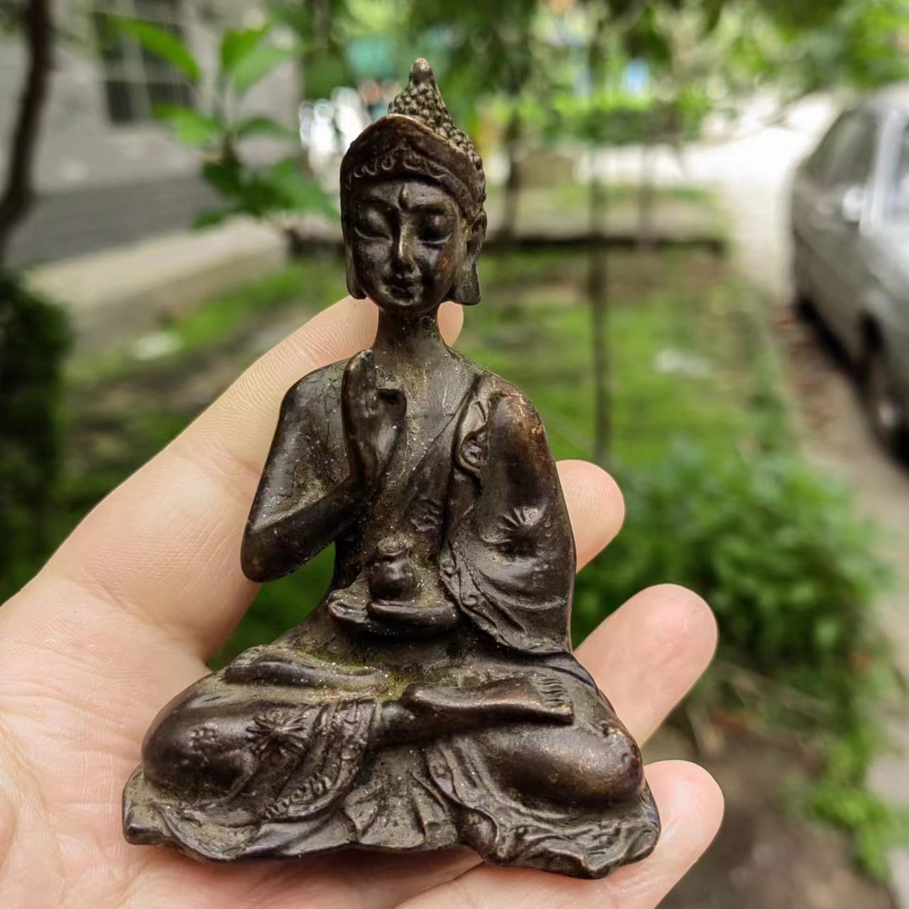 Copper Buddha Statue Outdoor,altar Bookshelf Desktop Brings Good Luck ...