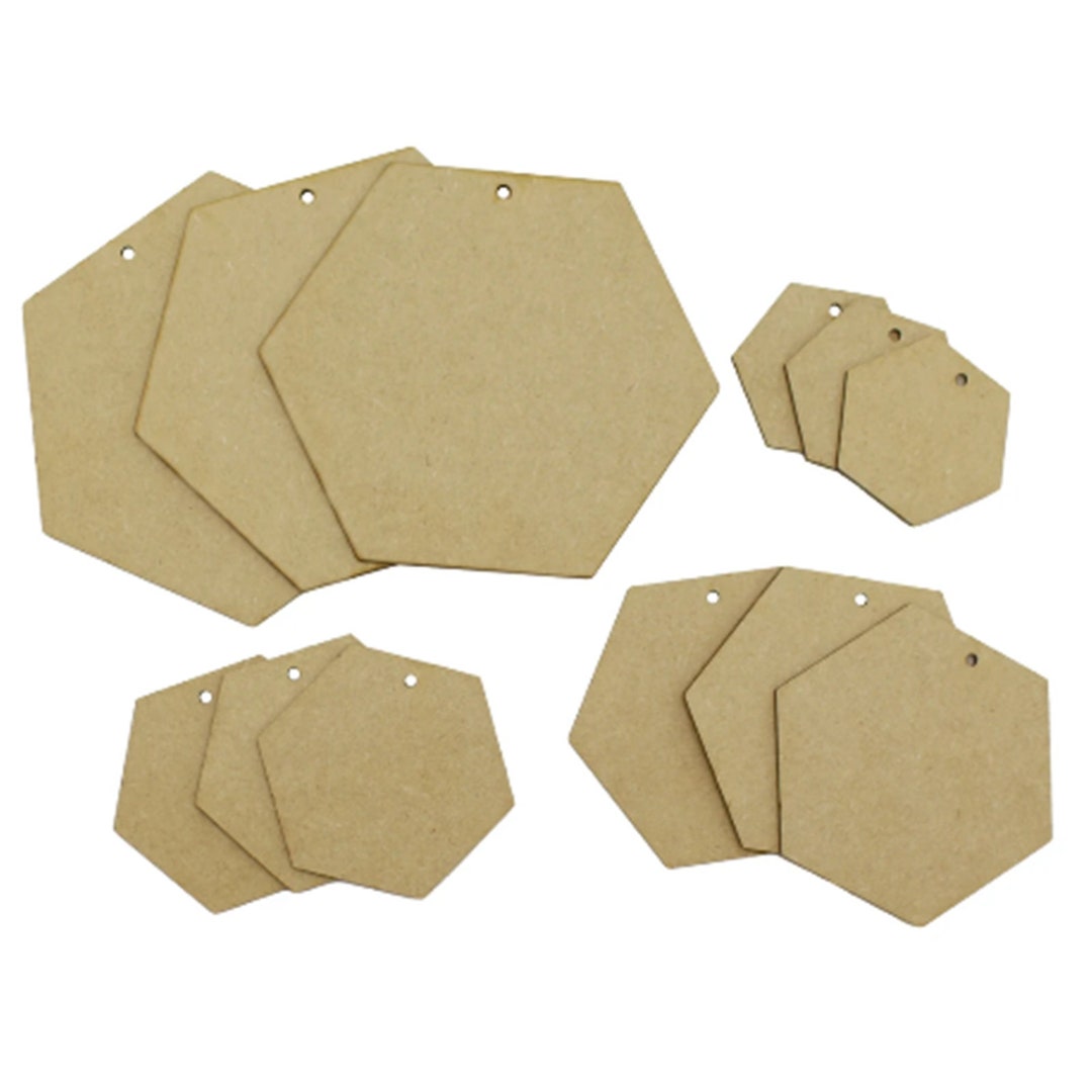 MDF Wooden Hexagonal Shapes Laser Cut Hexagon Wood Base Cutout DIY ...