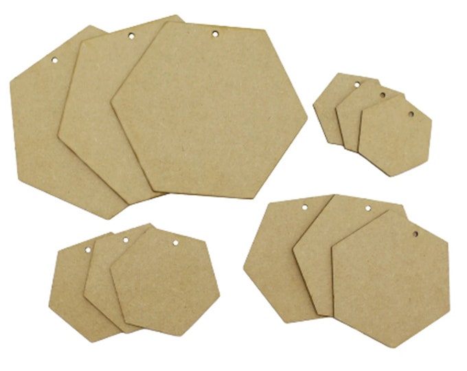 MDF Wooden Hexagonal Shapes Laser Cut Hexagon Wood Base Cutout DIY ...