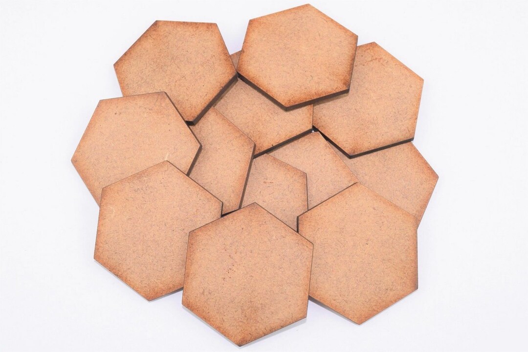 MDF Wood Base Hexagon Shape Laser Cut 3mm Thick 10mm to 100mm Diameter ...
