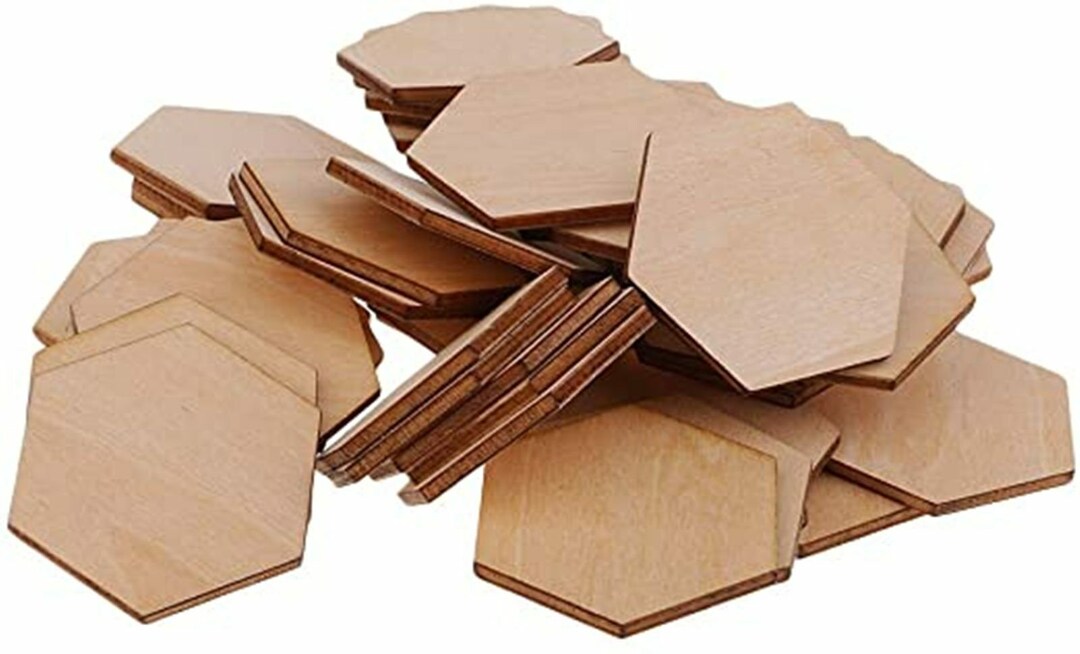 MDF Wood Hexagonal Shapes DIY Bee Hive Craft Pieces Wooden Honey Comb ...