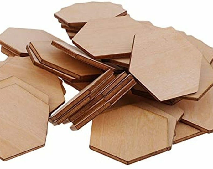 MDF Wood Hexagonal Shapes DIY Bee Hive Craft Pieces Wooden Honey Comb ...
