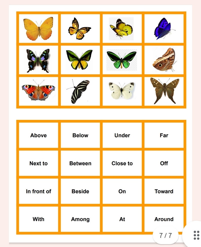 Butterfly Preposition Activity Bundle - Etsy