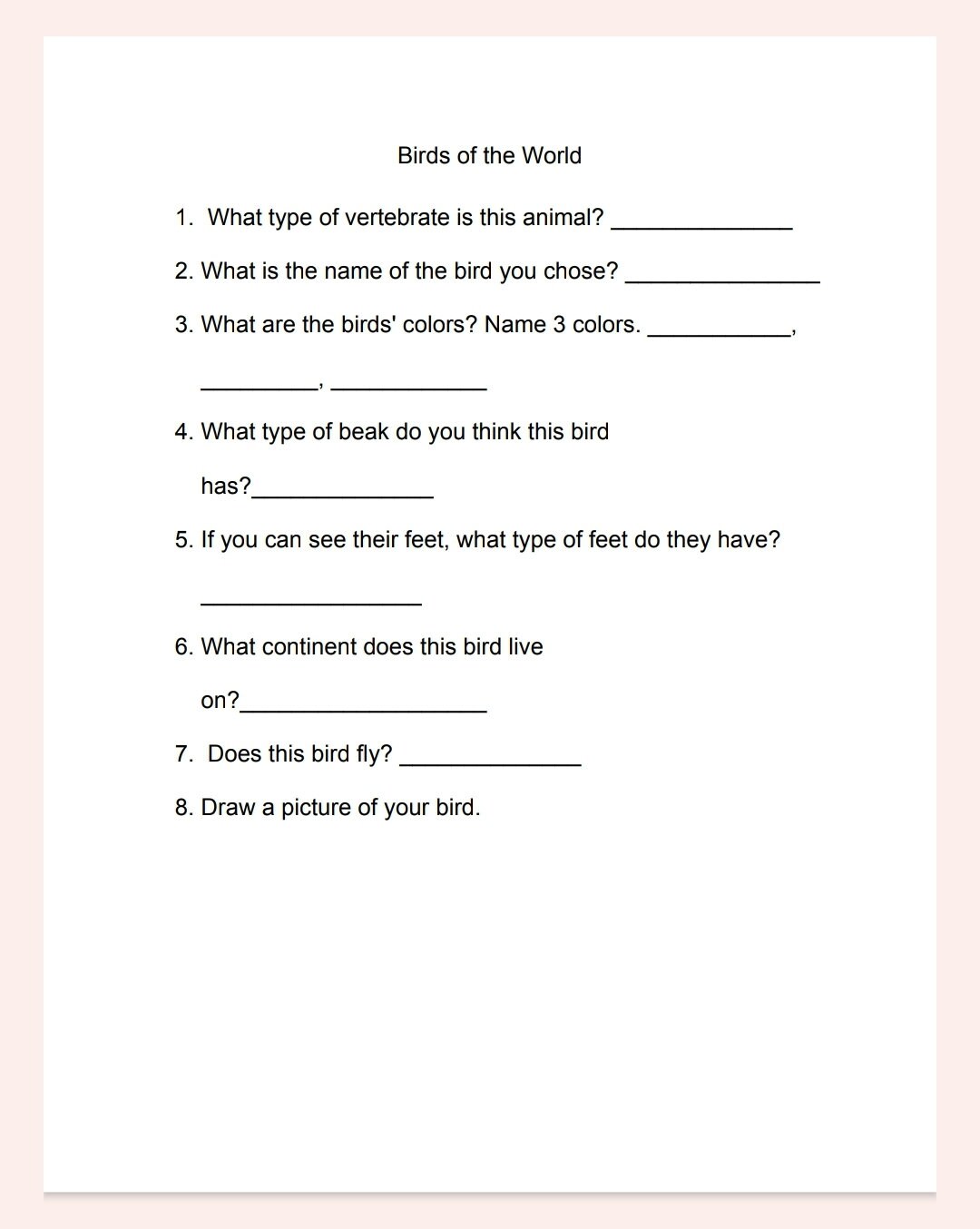 Birds Activity Bundle - Etsy