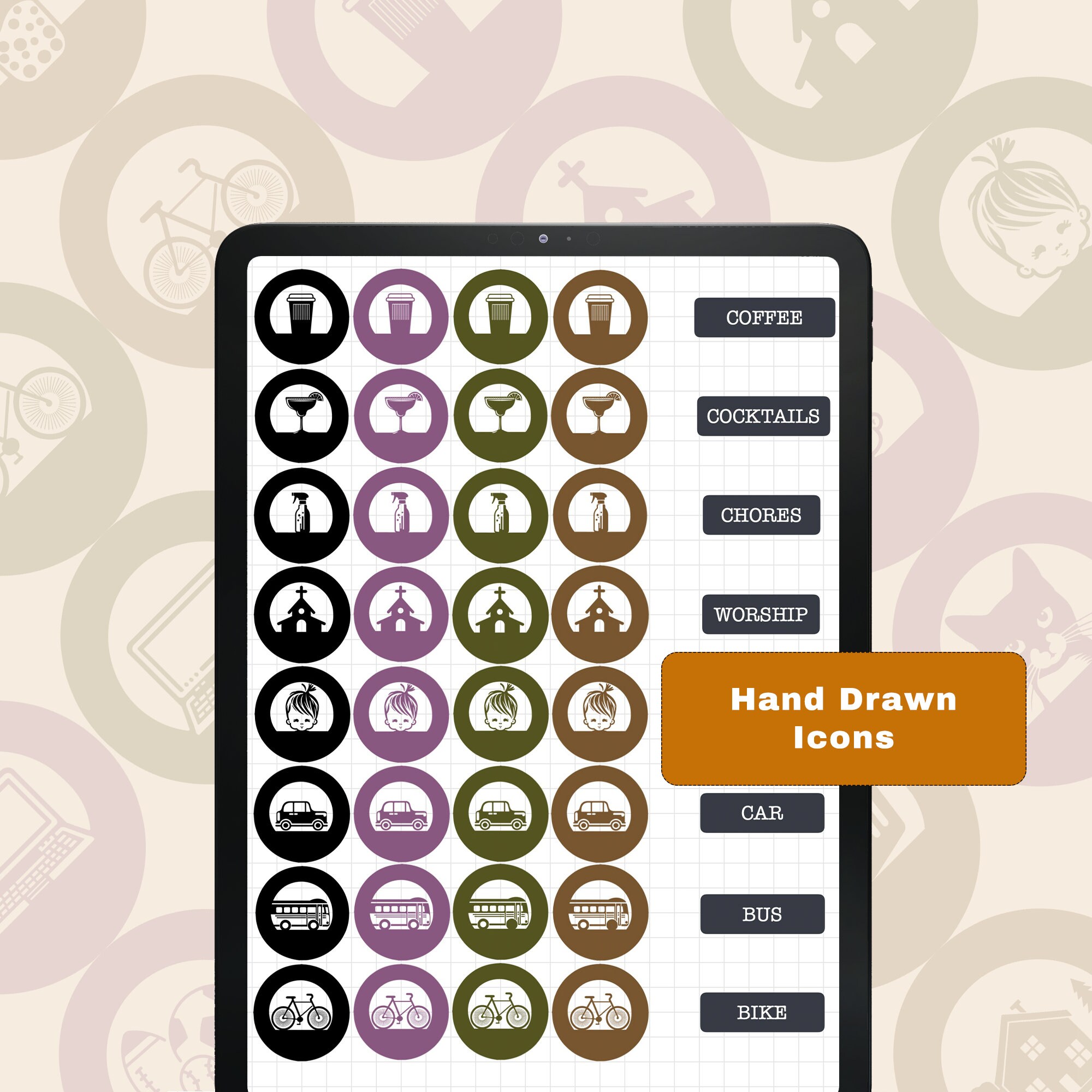 30 Everyday Icons Digital Sticker Pack | PNG + Goodnotes | Instant ...