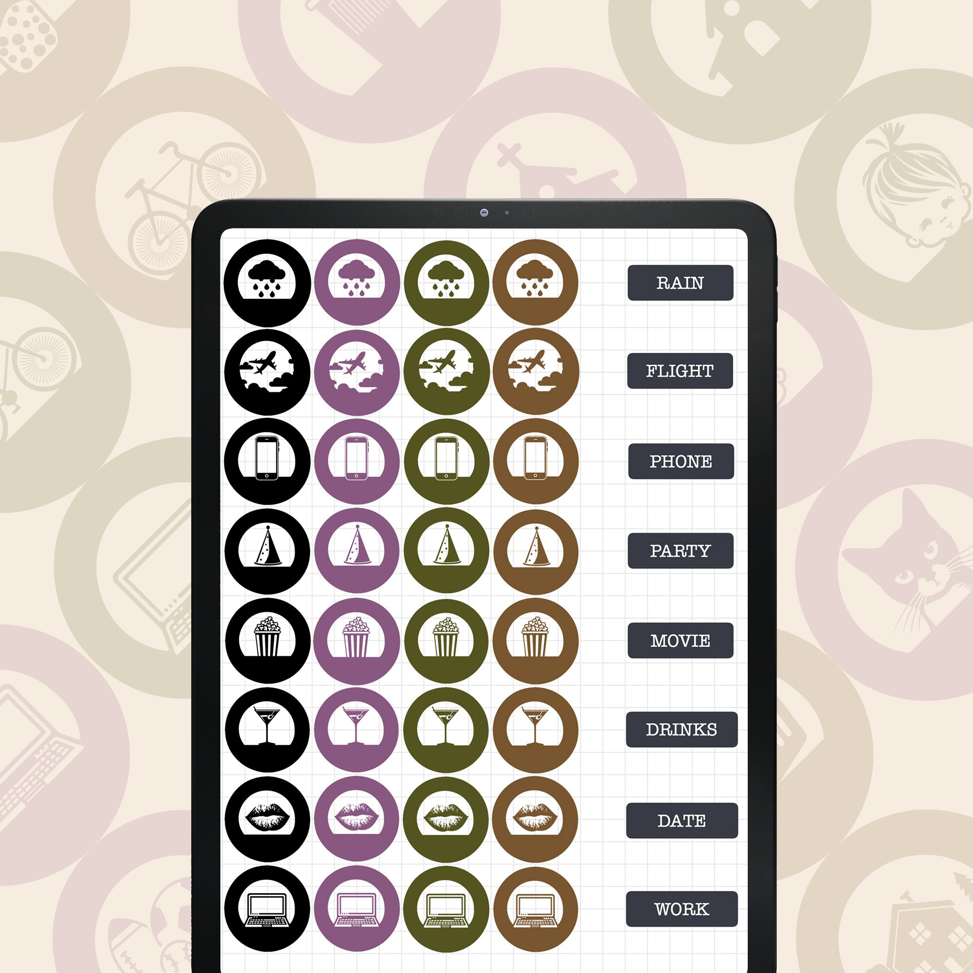 30 Everyday Icons Digital Sticker Pack | PNG + Goodnotes | Instant ...