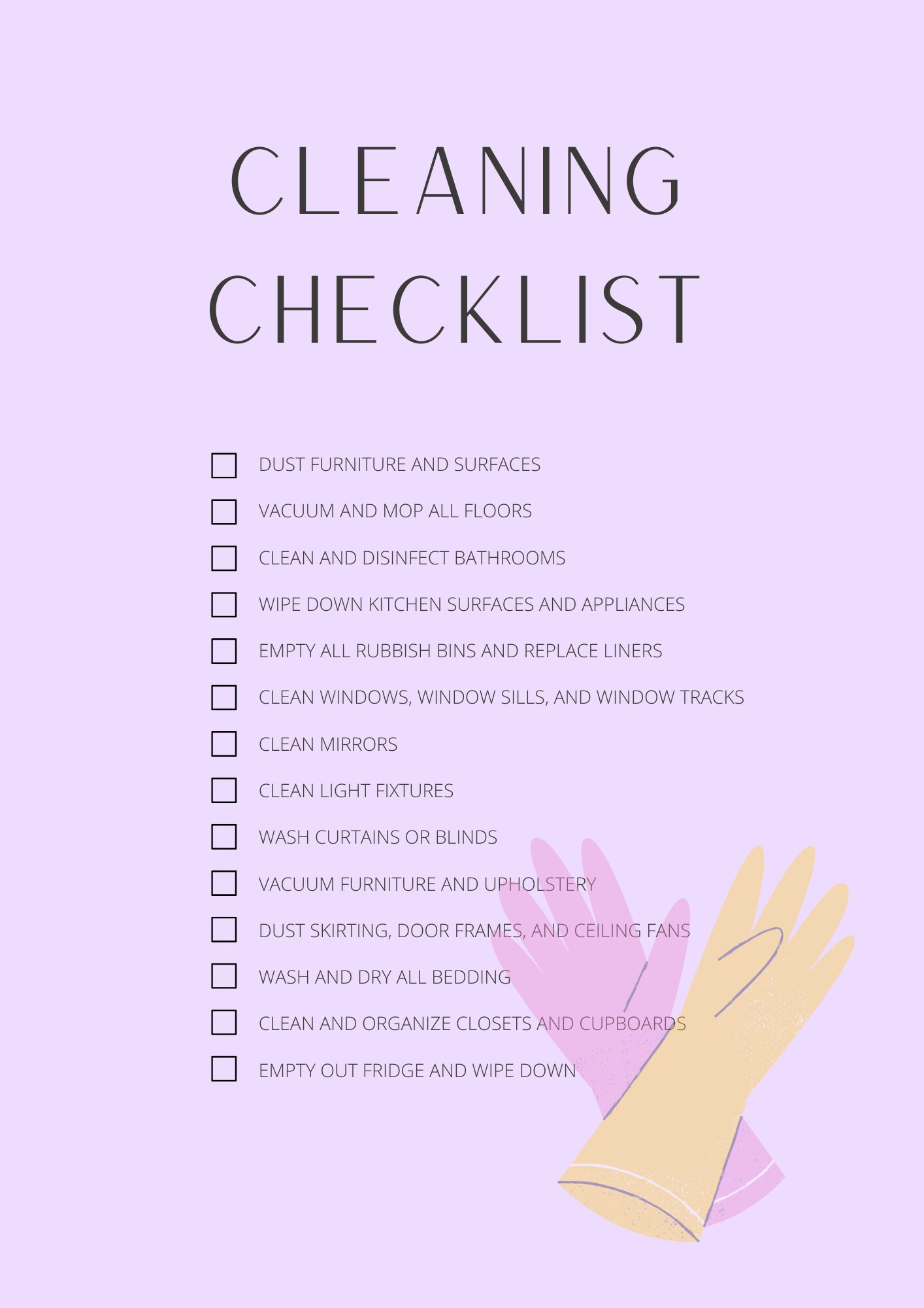 Simple Cleaning Checklist - Etsy