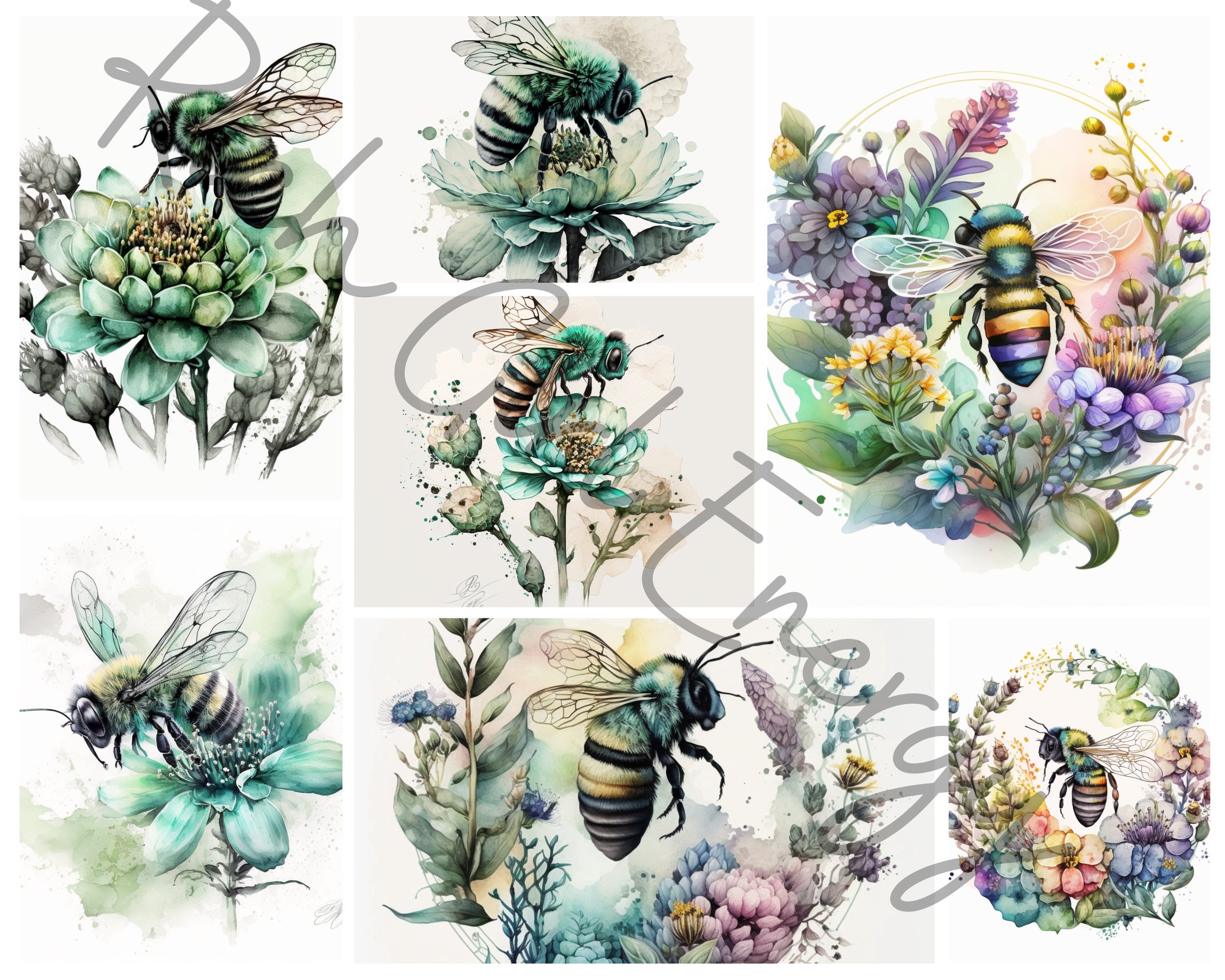 Watercolor Honey Bee Clipart, Spring Garden Bee, Honey Drips, Bees and ...