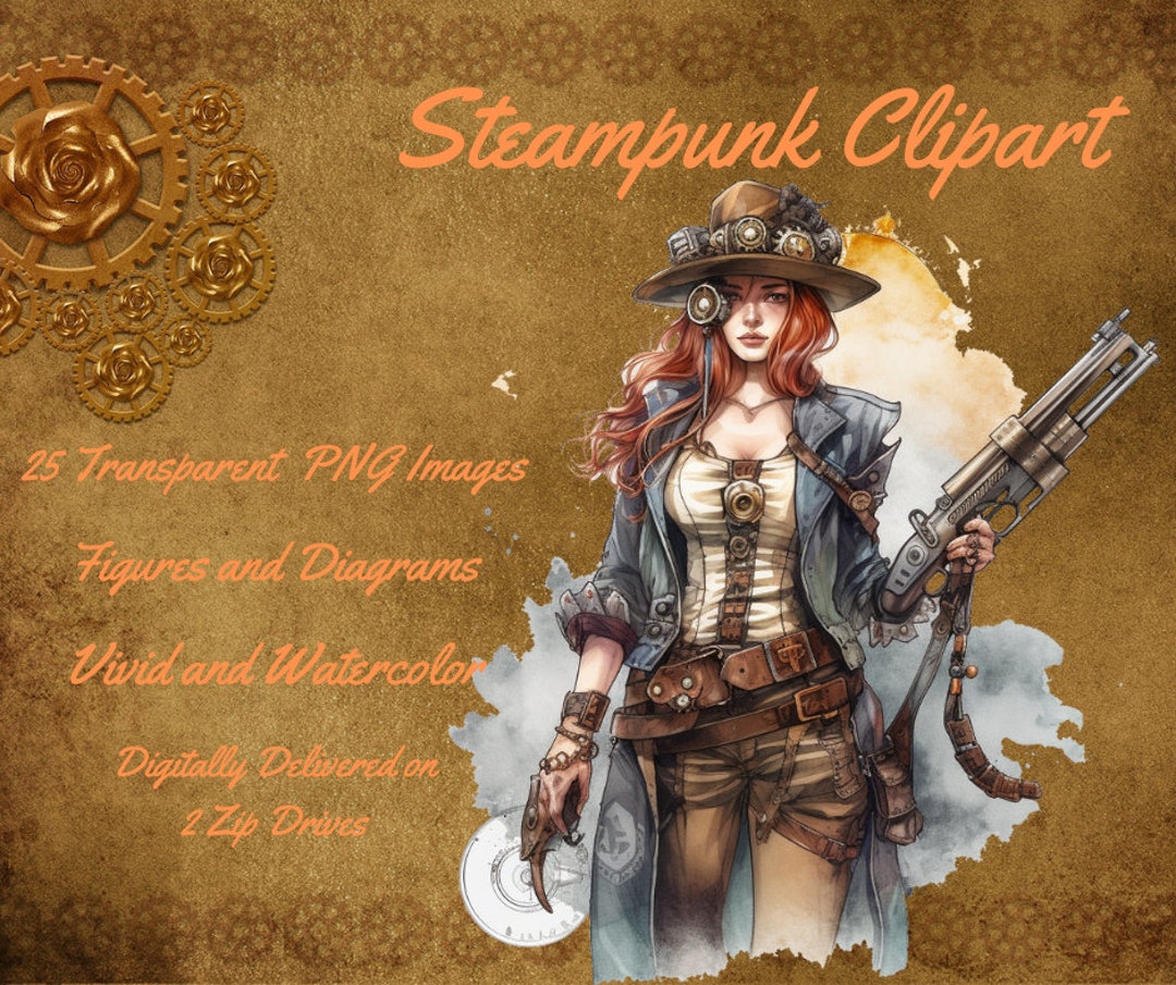 Steampunk Clipart Digital Images Vivid Steampunk Watercolor Steampunk ...
