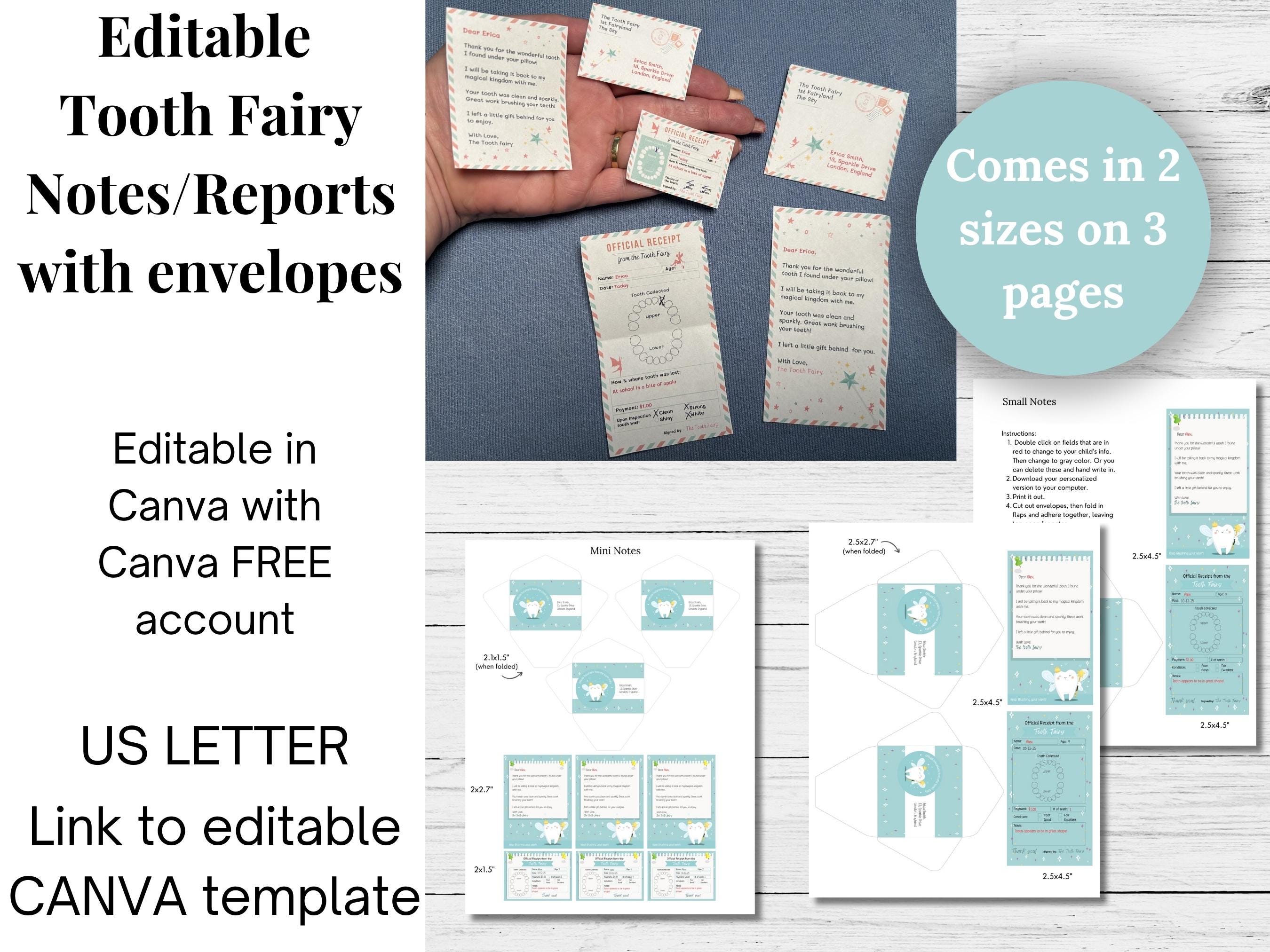 Editable Tooth Fairy Note, Tooth Fairy Report, Tooth Fairy Printable ...