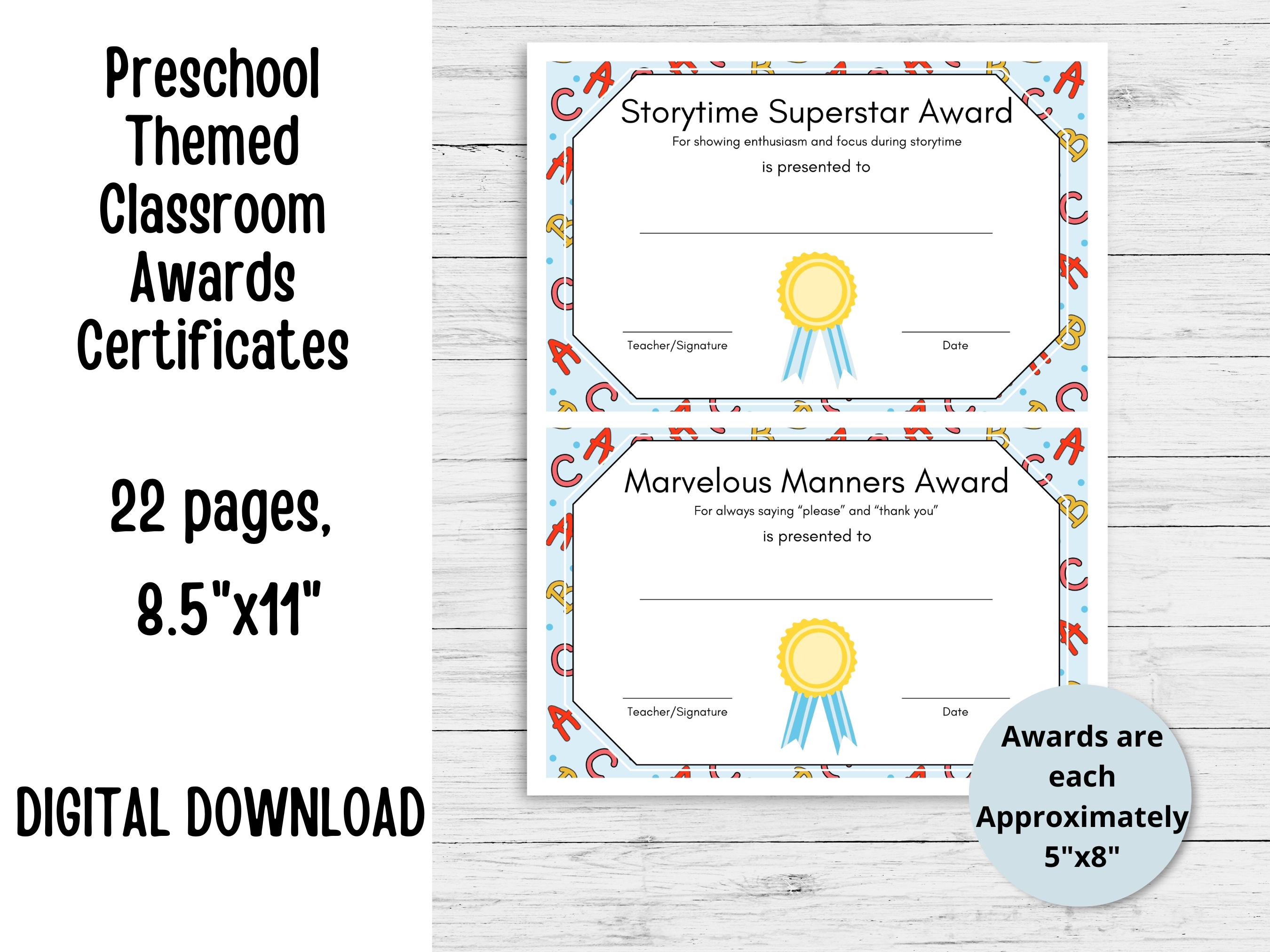 Preschool Classroom Awards, Classroom Awards Certificate, Preschool ...
