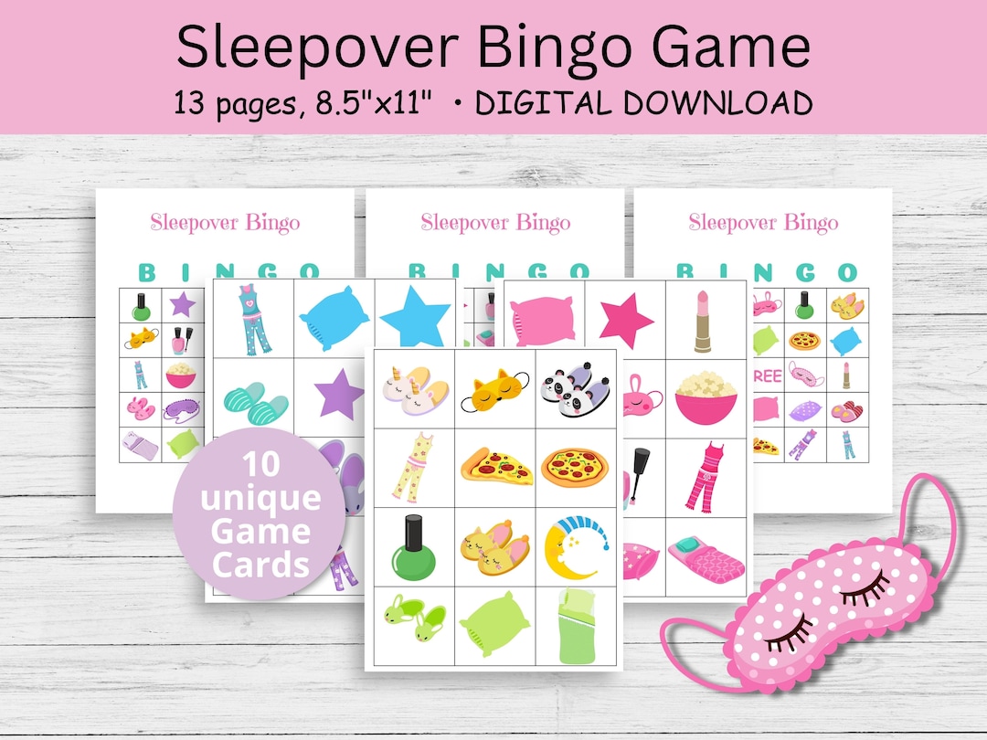 Sleepover Bingo Game, Slumber Party Game, Sleepover Activity, Slumber ...