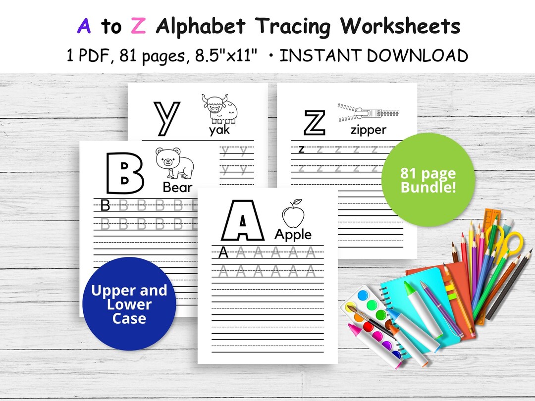 Alphabet Tracing Worksheets, Handwriting Practice Sheets for Kids ...